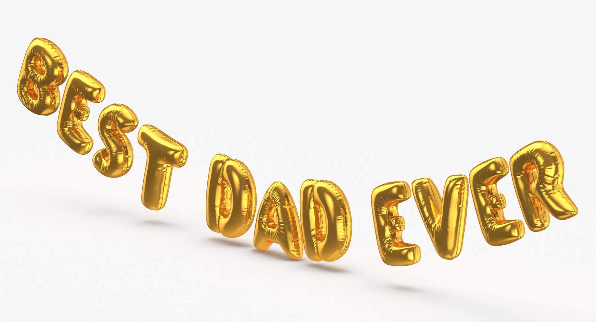 3D Foil Baloon Words Best Dad Ever Gold - TurboSquid 1738845