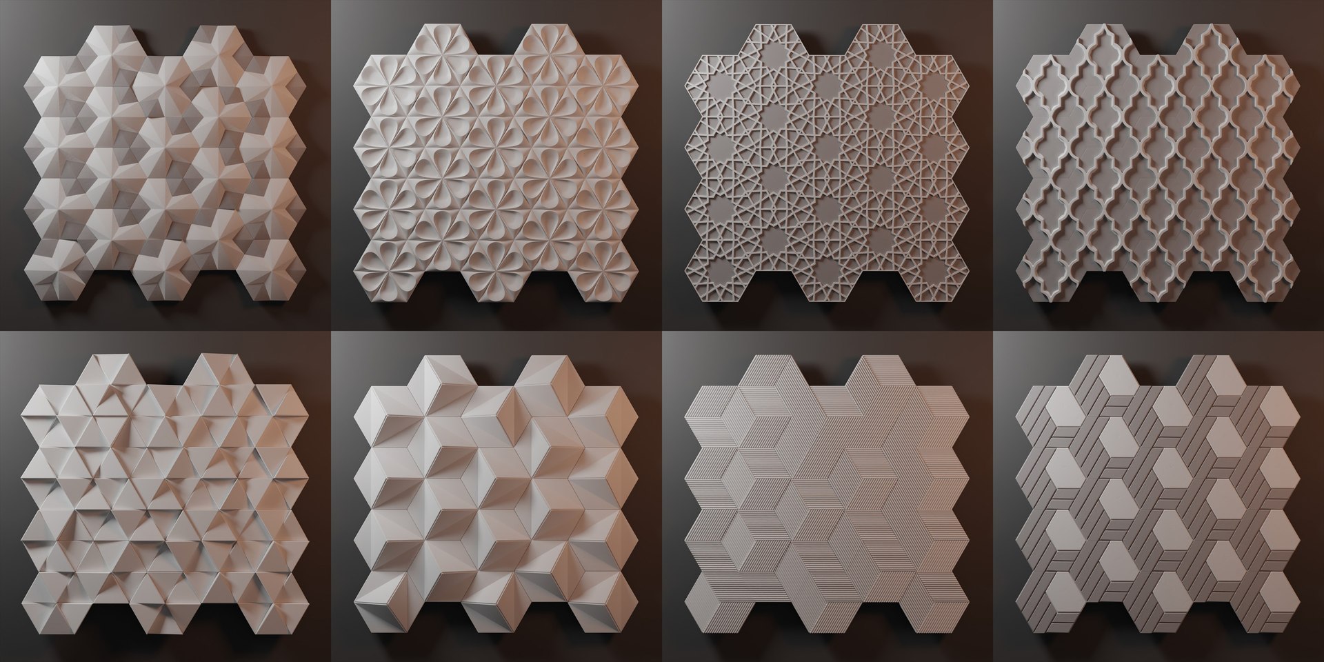 90 Wall Panels - Geometry Nodes Based - Hexagonal And Quadruple Model ...