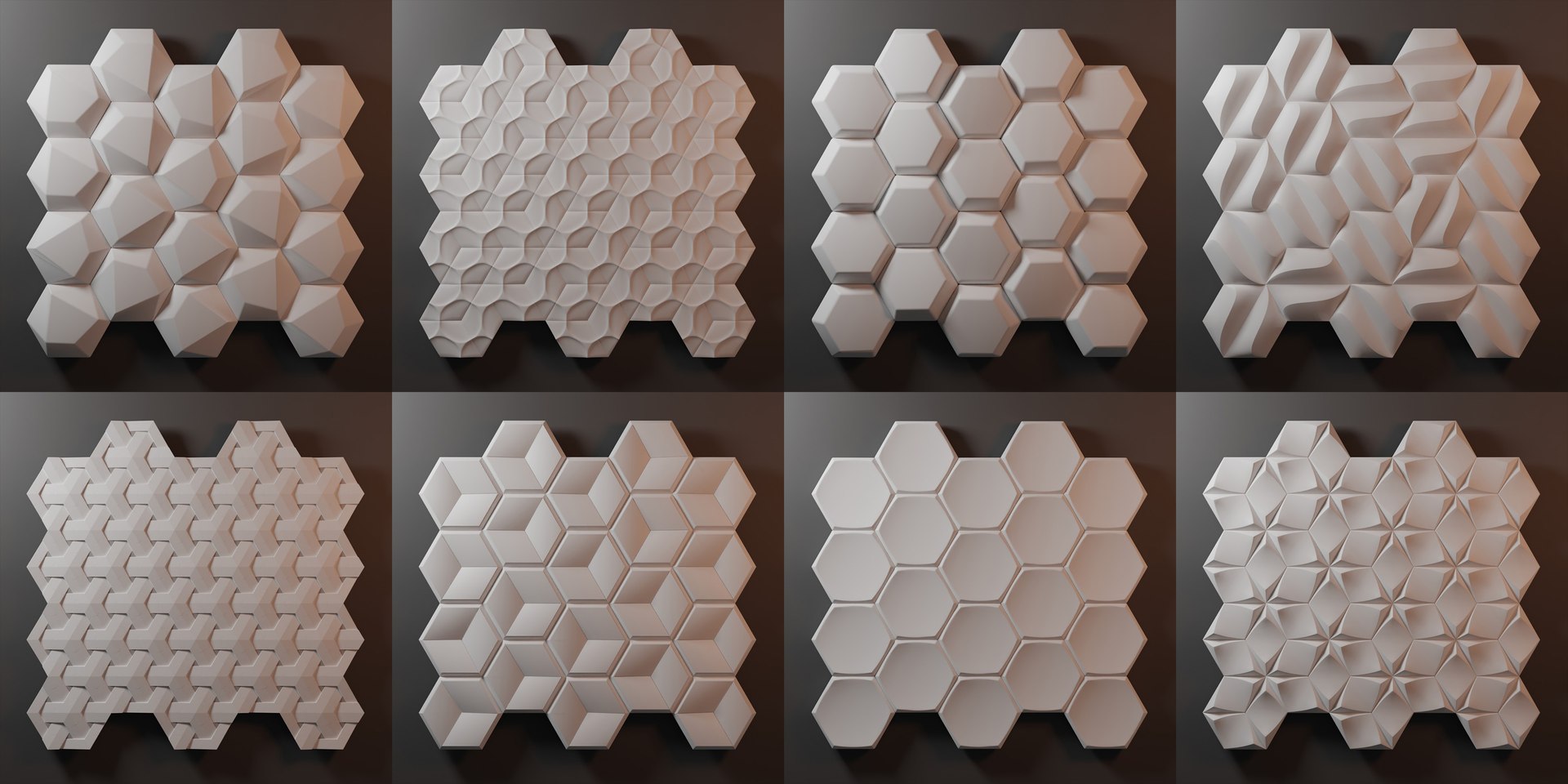 90 Wall Panels - Geometry Nodes Based - Hexagonal And Quadruple Model ...
