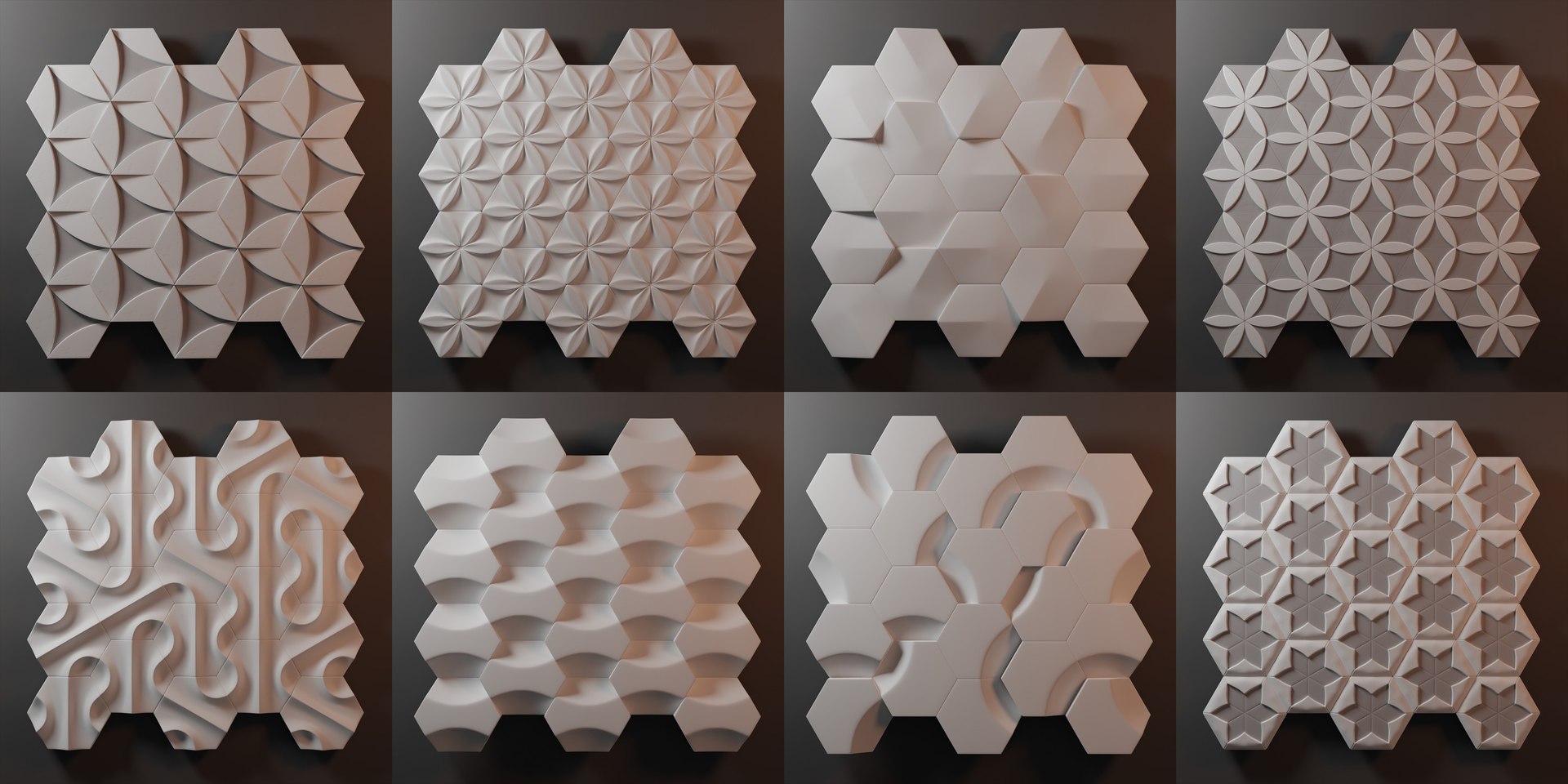 90 Wall Panels - Geometry Nodes Based - Hexagonal And Quadruple model ...