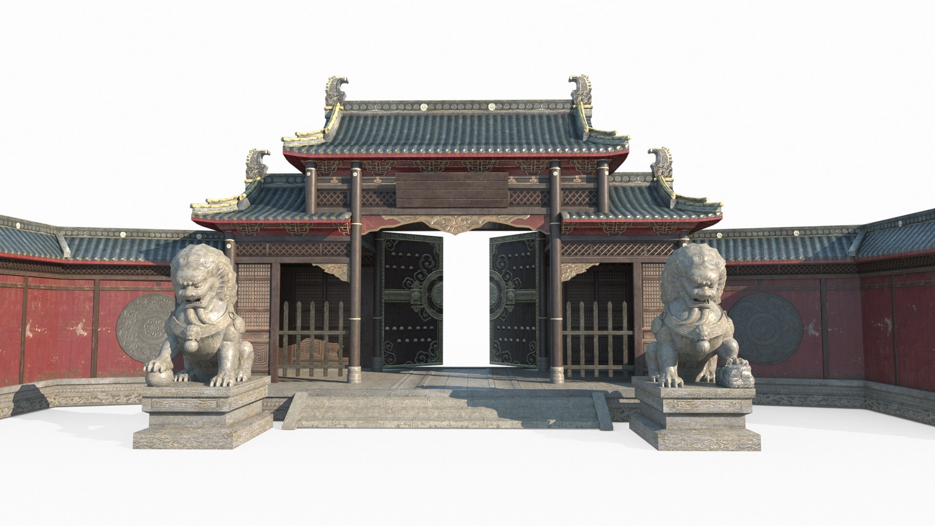 Ancient Asian Architecture Courtyard Gate 3D Model - TurboSquid 2061064