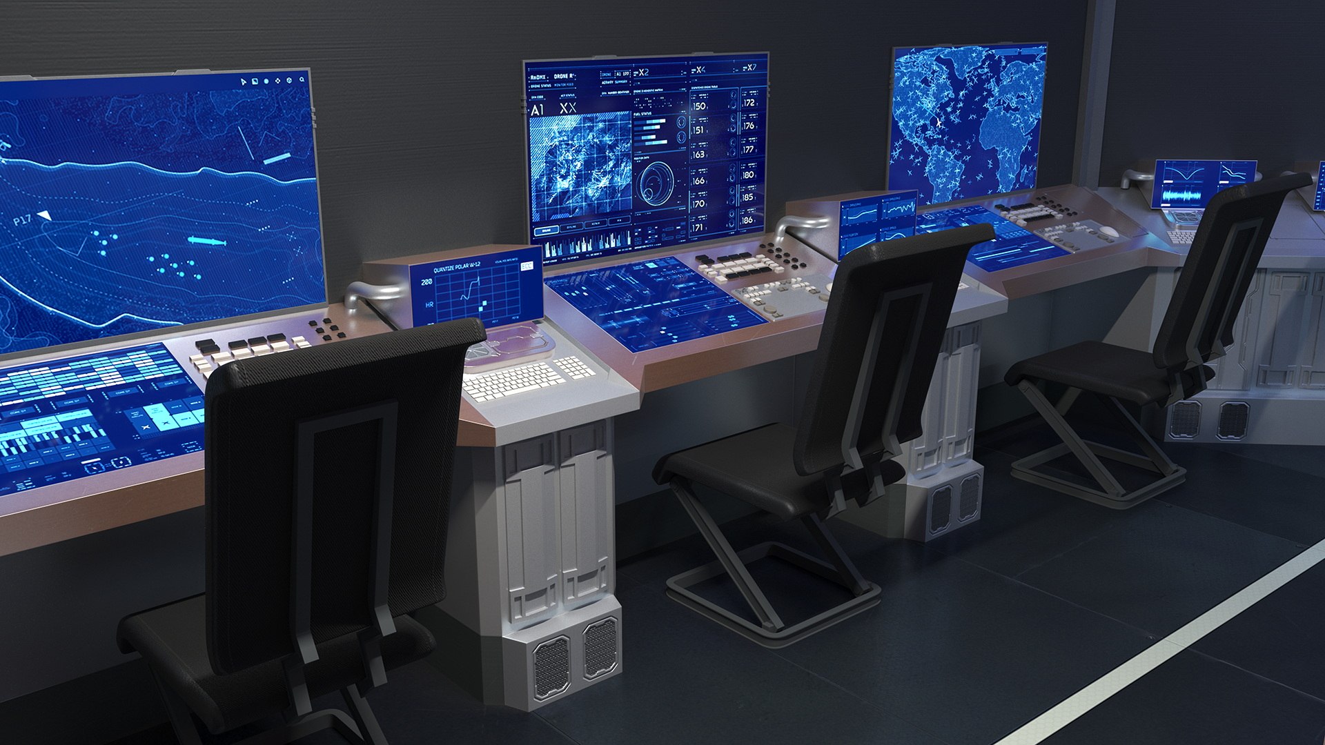Sci Fi Command Room Blue 3D Model - TurboSquid 2267554
