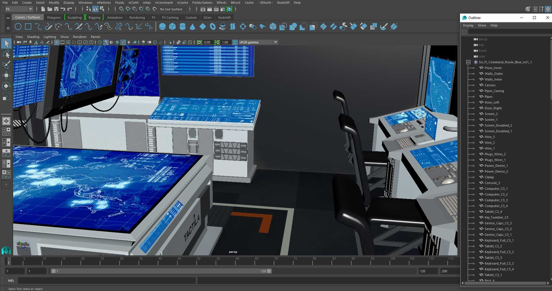 Sci Fi Command Room Blue 3D Model - TurboSquid 2267554
