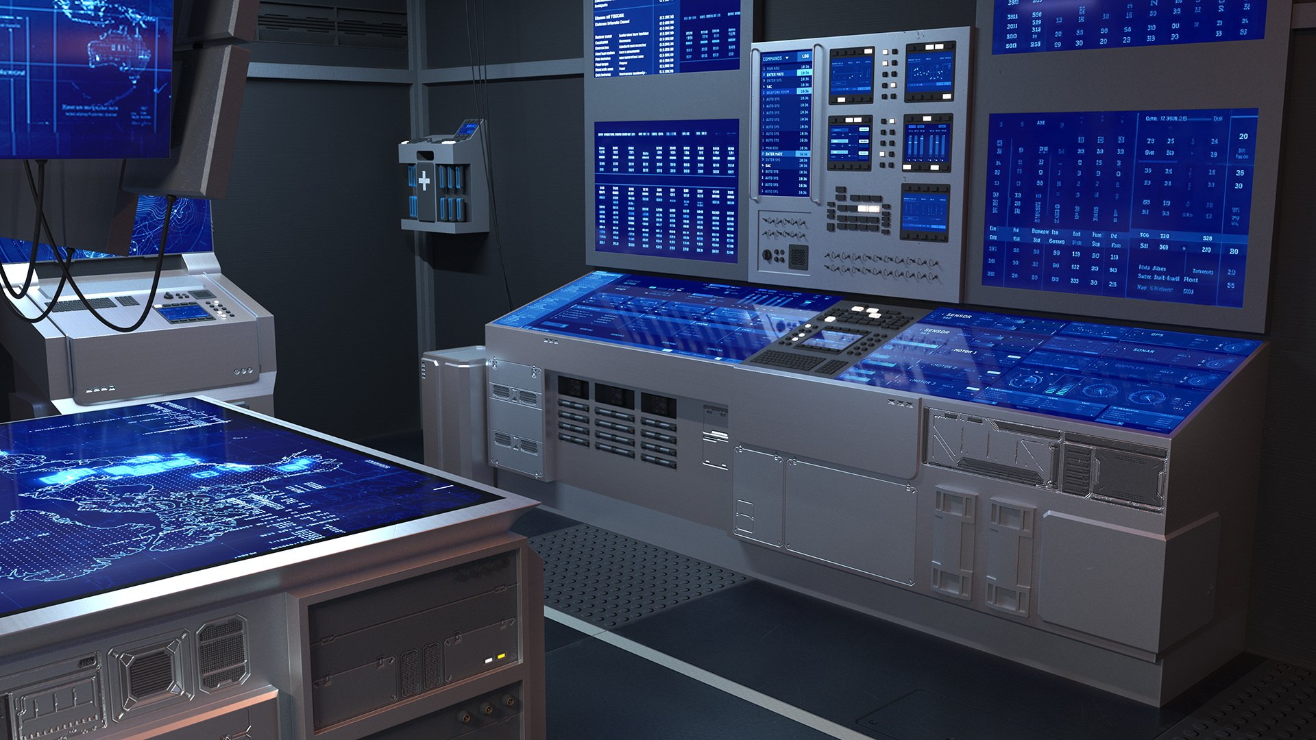 Sci Fi Command Room Blue 3D Model - TurboSquid 2267554