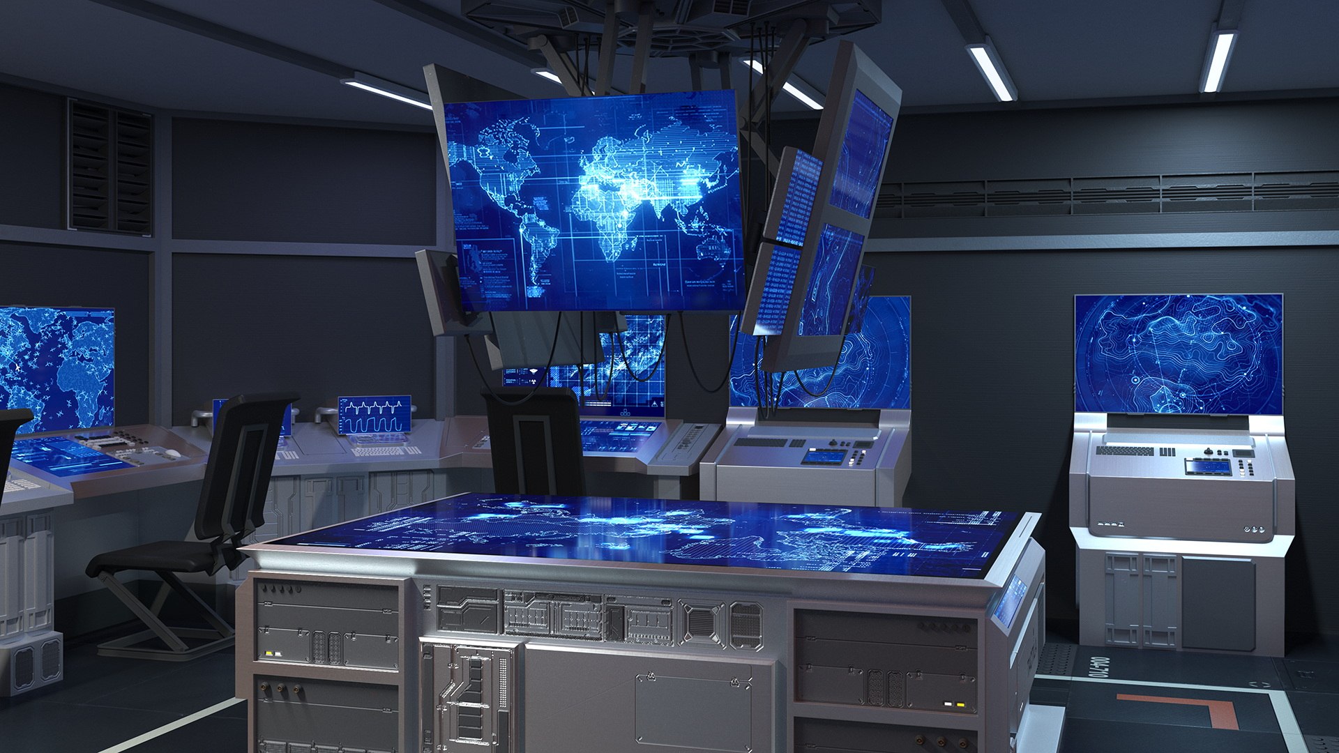 Sci Fi Command Room Blue 3D Model - TurboSquid 2267554