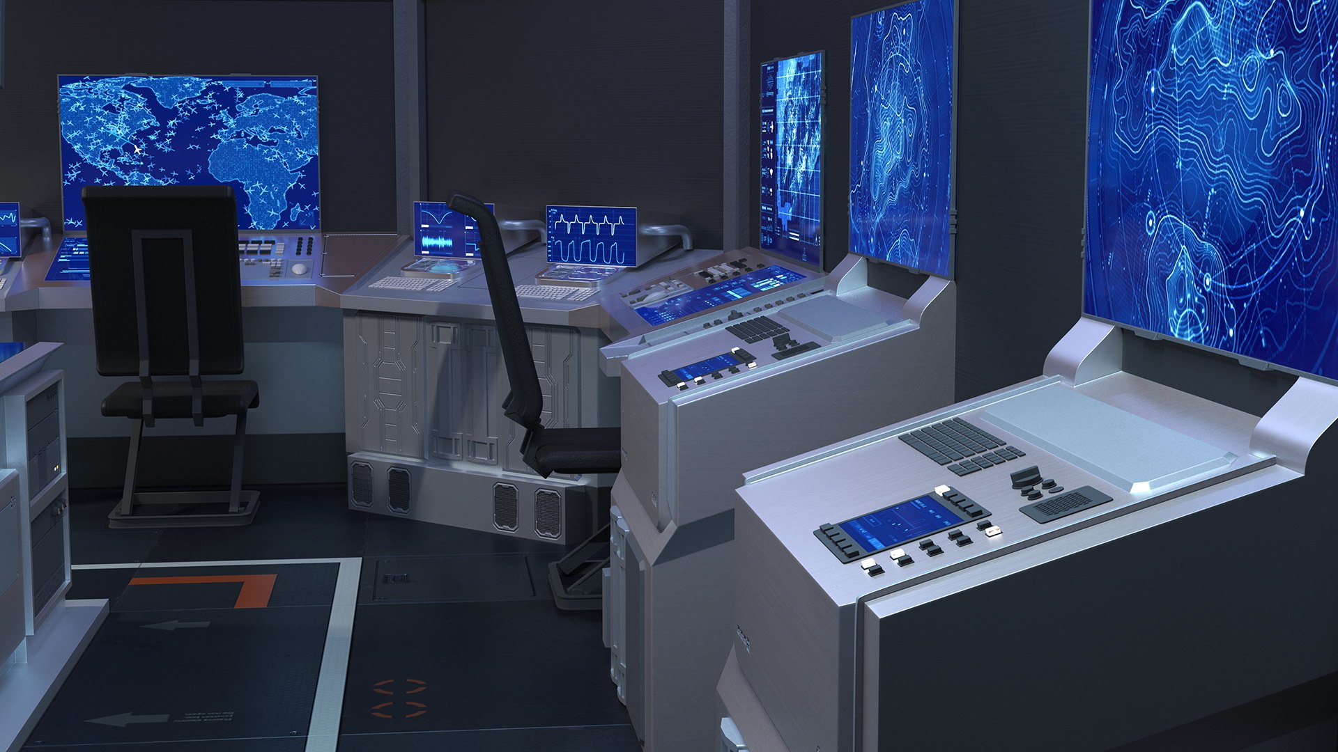 Sci Fi Command Room Blue 3D Model - TurboSquid 2267554