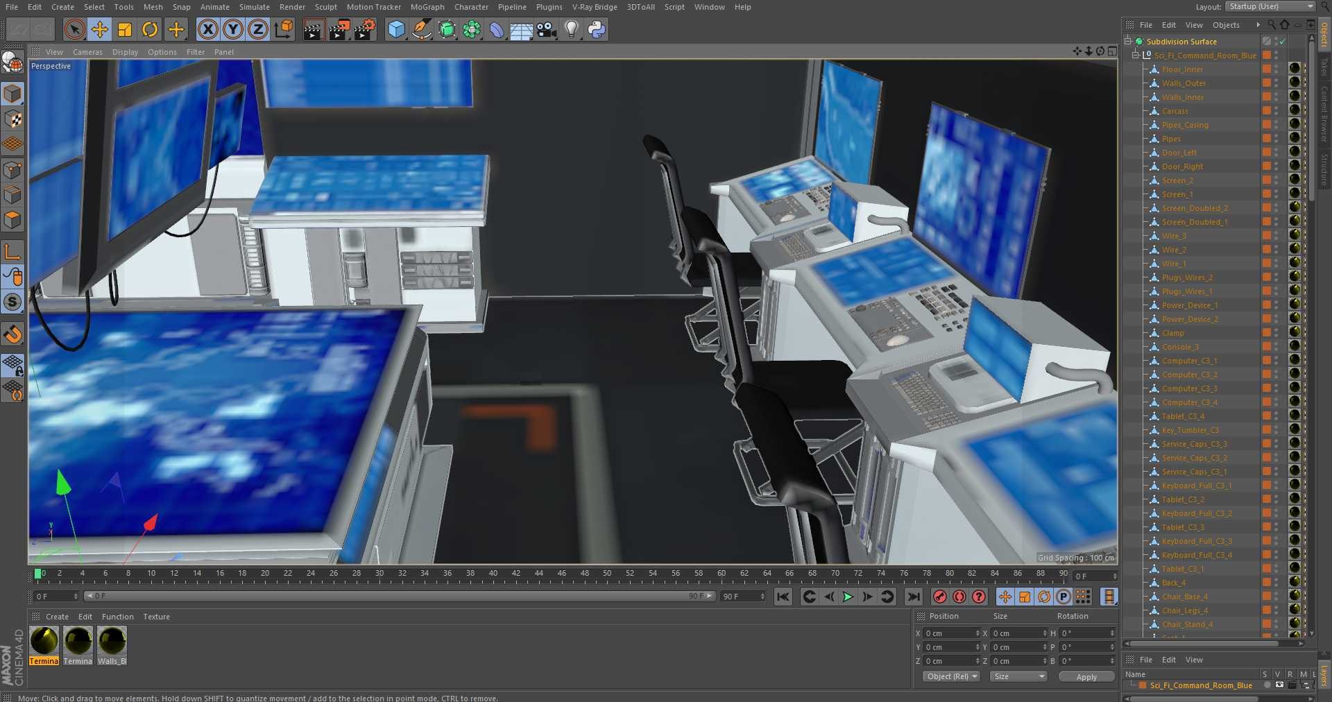 Sci Fi Command Room Blue 3D Model - TurboSquid 2267554