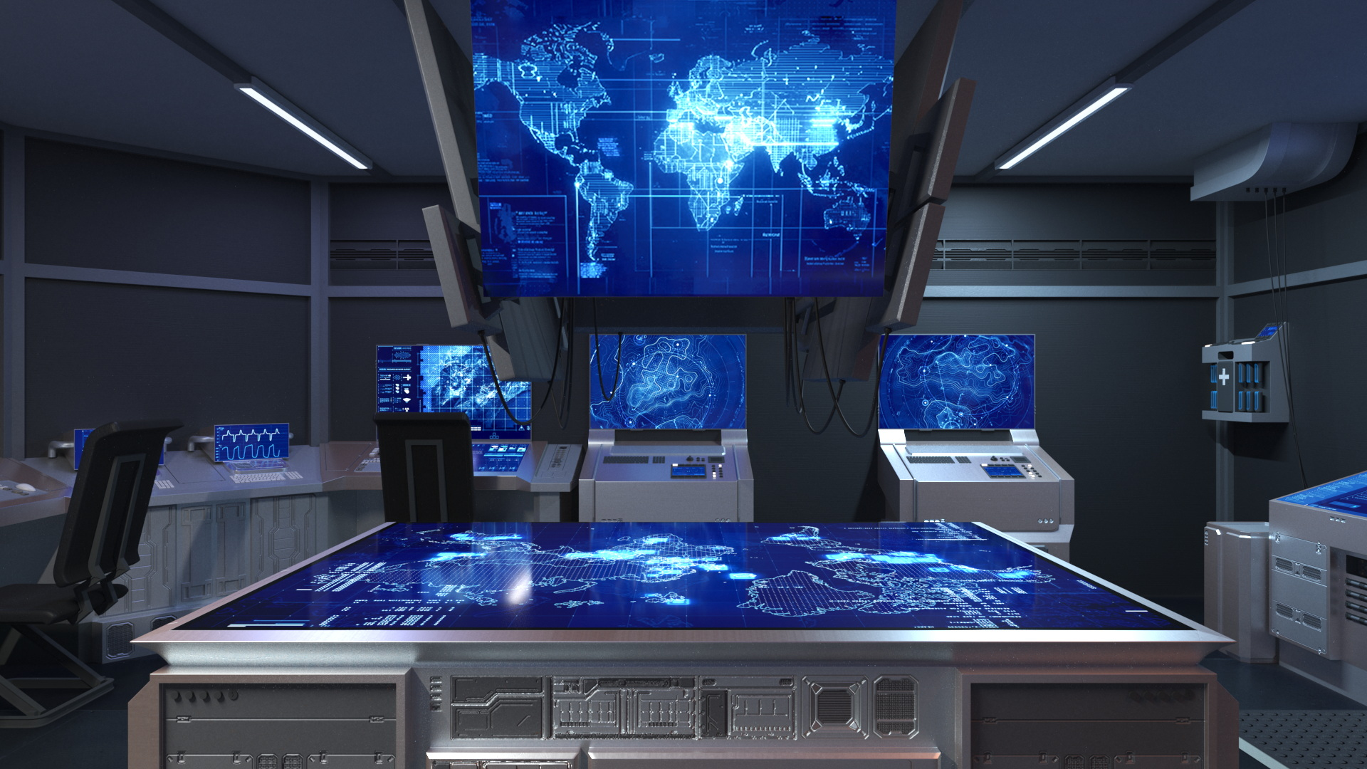 Sci Fi Command Room Blue 3D Model - TurboSquid 2267554