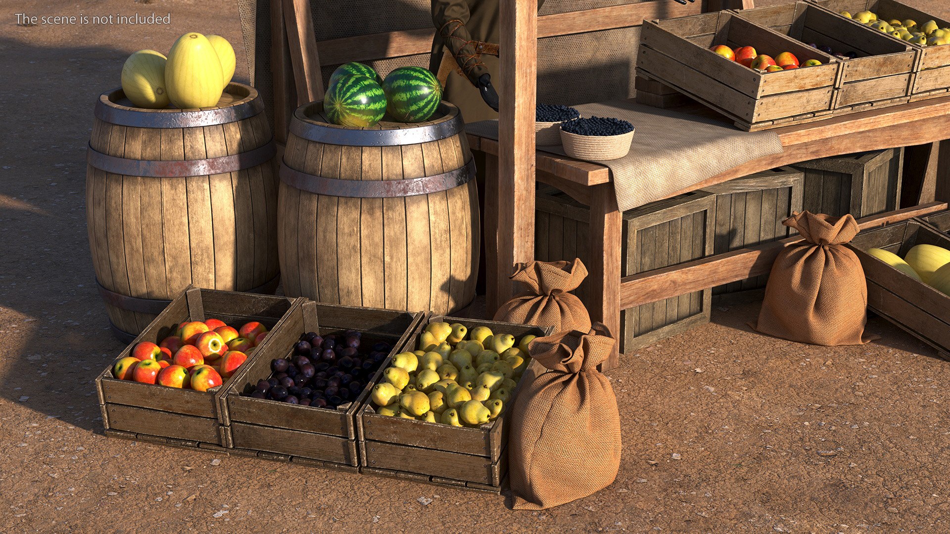 Medieval Merchant With Market Stall Model - TurboSquid 2282241