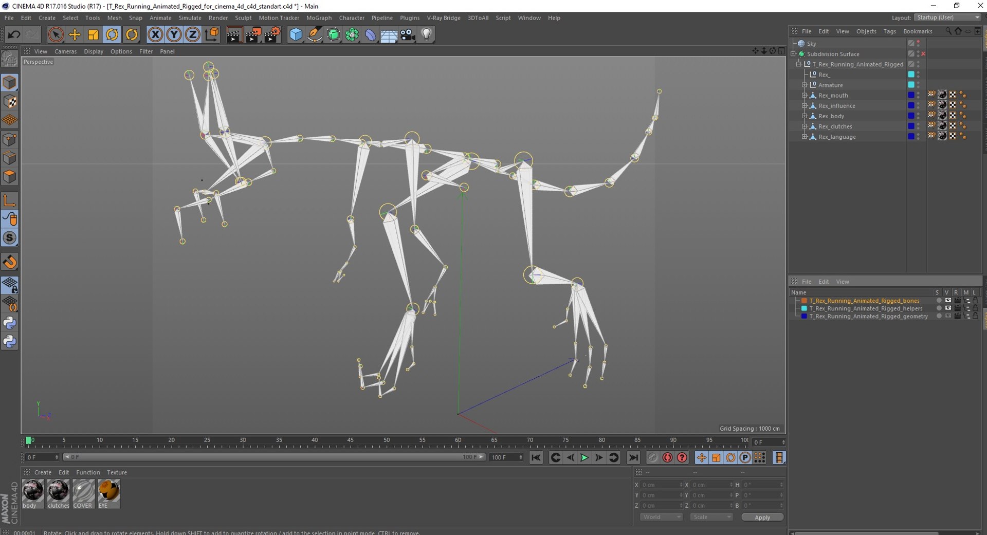 T Rex Running Animated Rigged For Cinema 4D 3D Model - TurboSquid 2111094