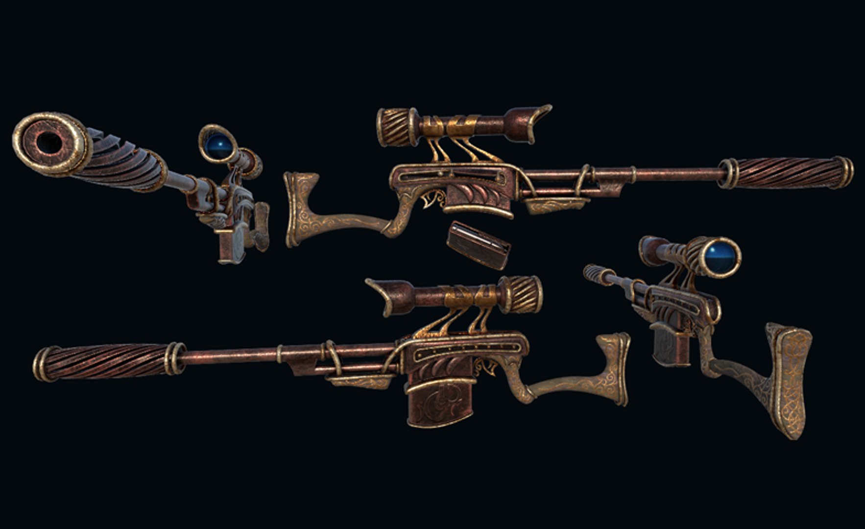 Steampunk Weapon Pack Sniper Rifle 3D - TurboSquid 1224670