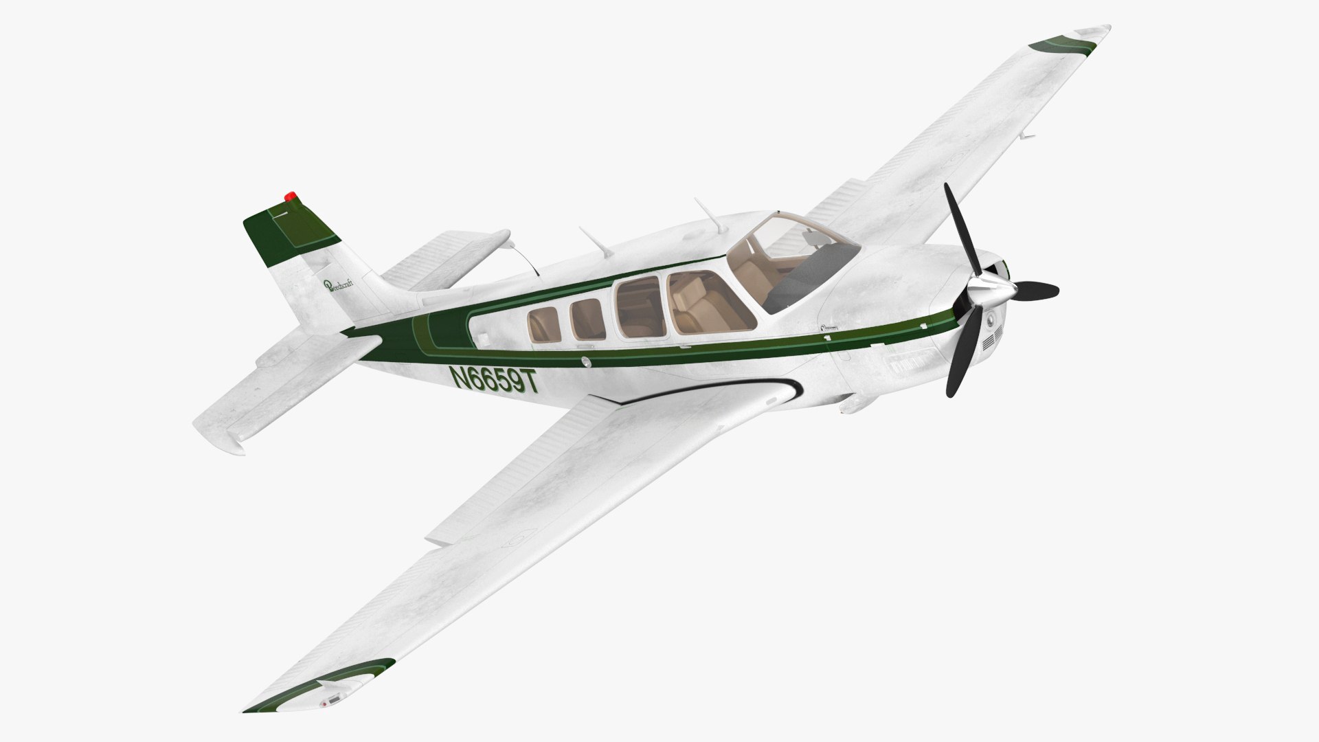 Single Engine Light Aircraft Beechcraft Bonanza Rigged Model ...