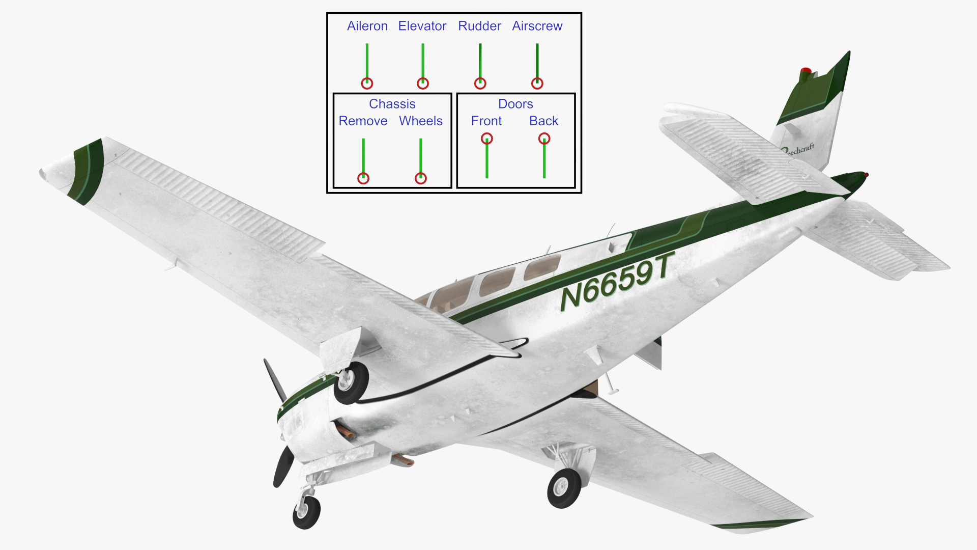 Single Engine Light Aircraft Beechcraft Bonanza Rigged Model ...