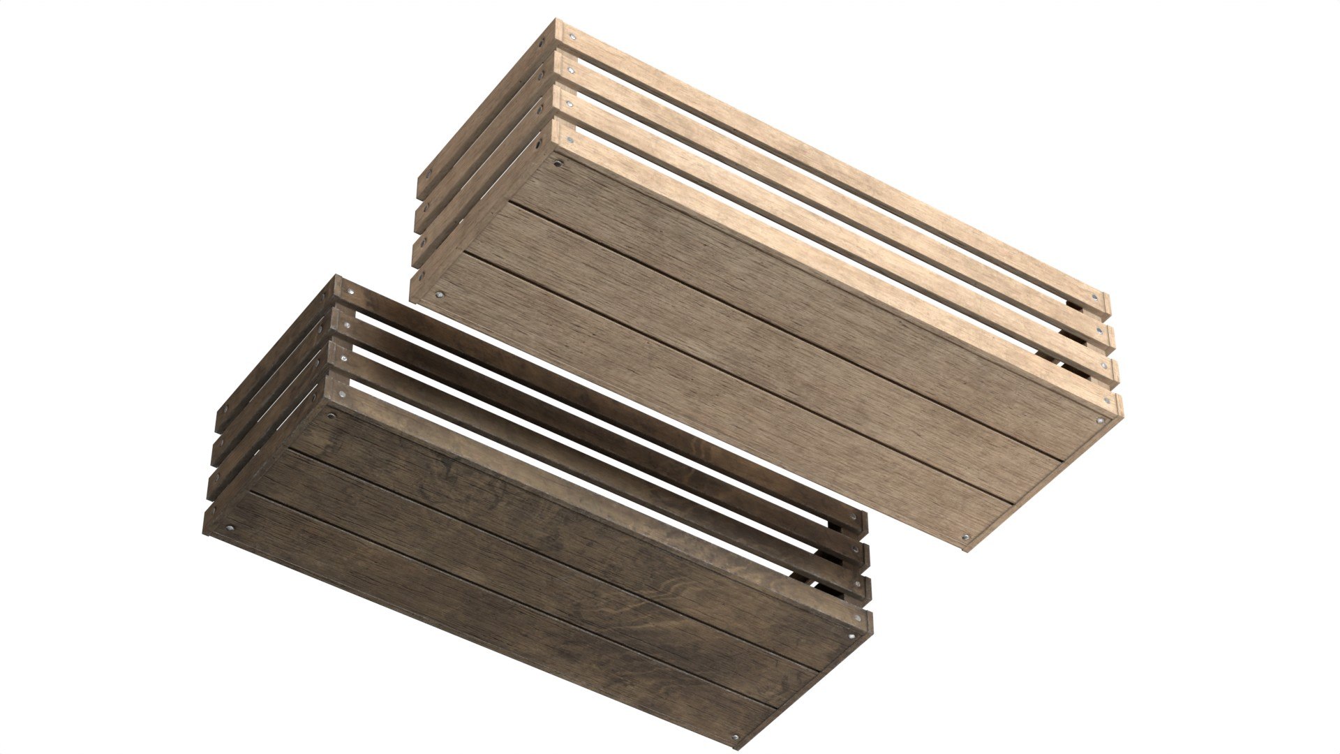 Long Wooden Crates Set 3D model - TurboSquid 2015377