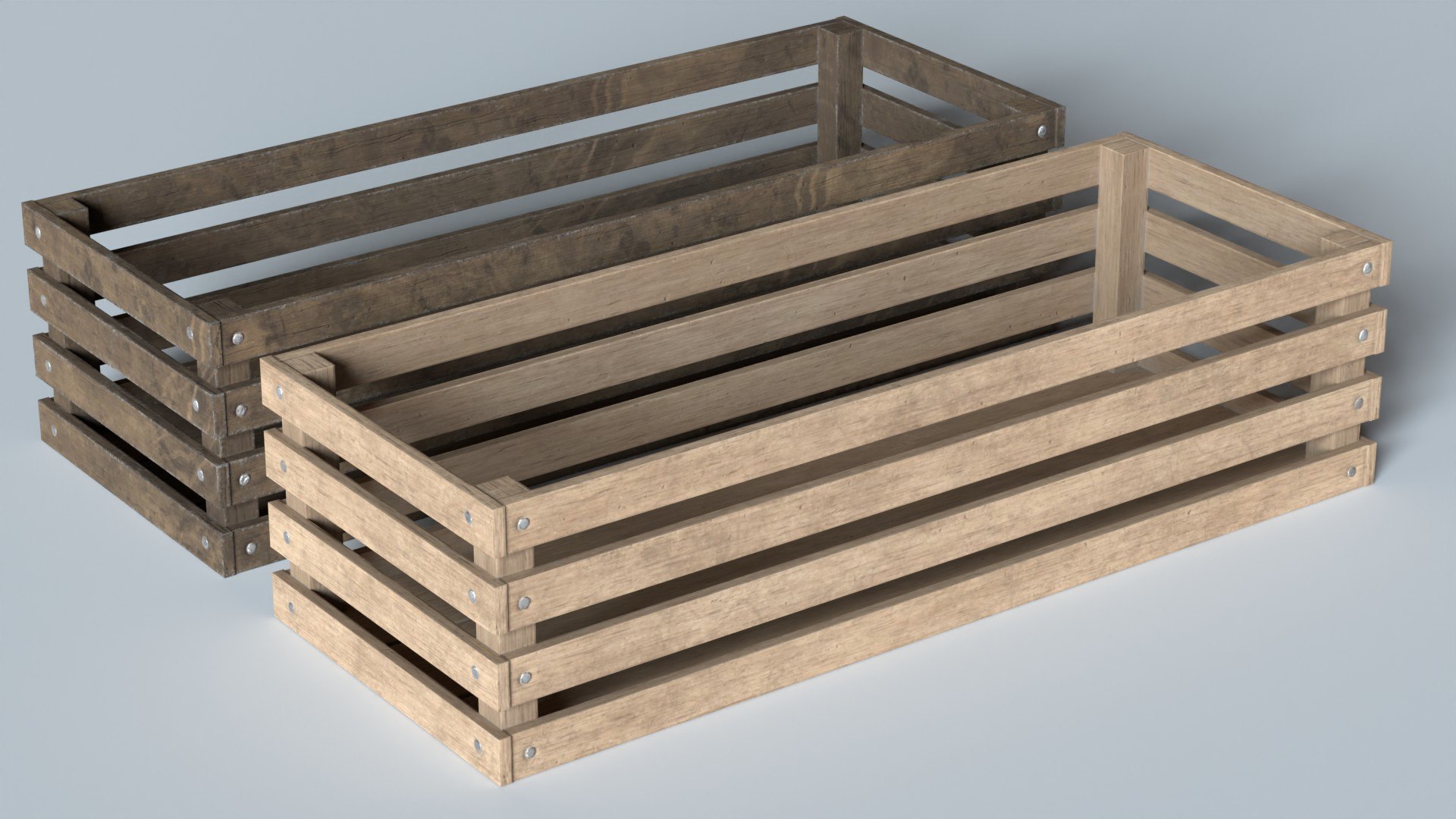 Long Wooden Crates Set 3D model - TurboSquid 2015377