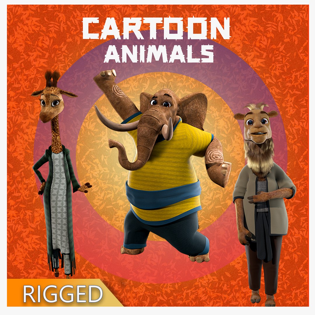 modelo 3d Cartoon Animals Rigged V3 - TurboSquid 2010090