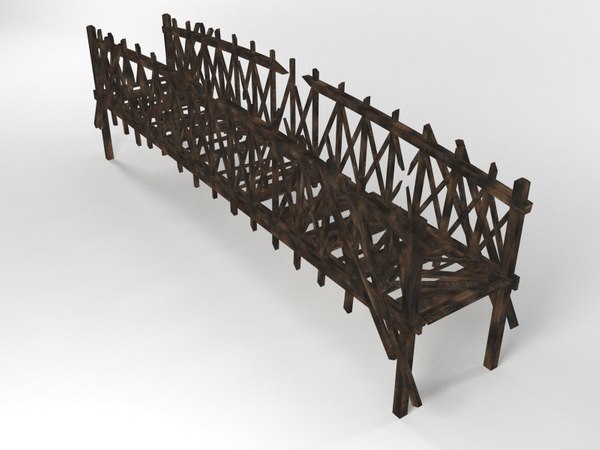 3d old wooden bridge broken model