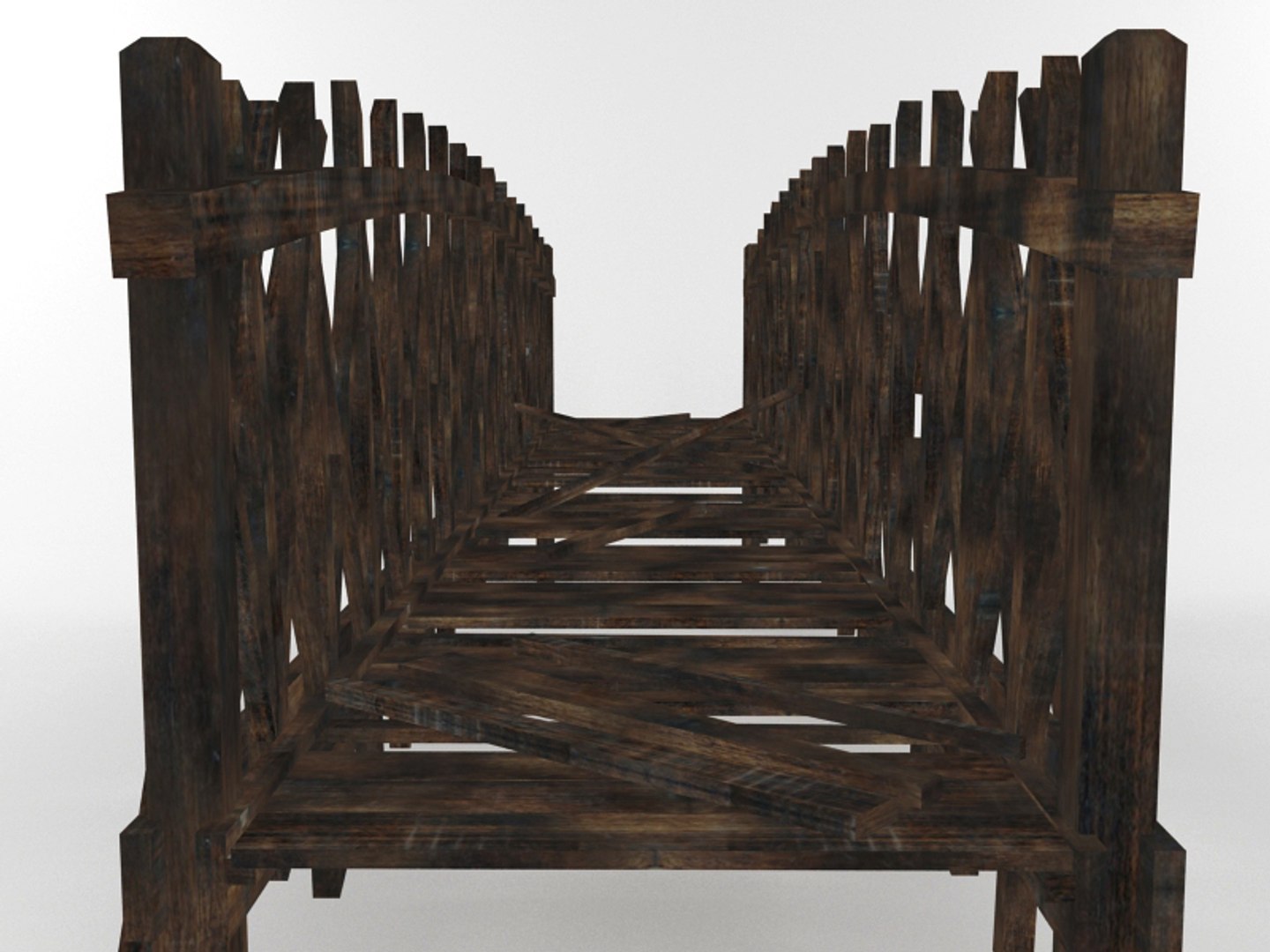 3d Old Wooden Bridge Broken Model