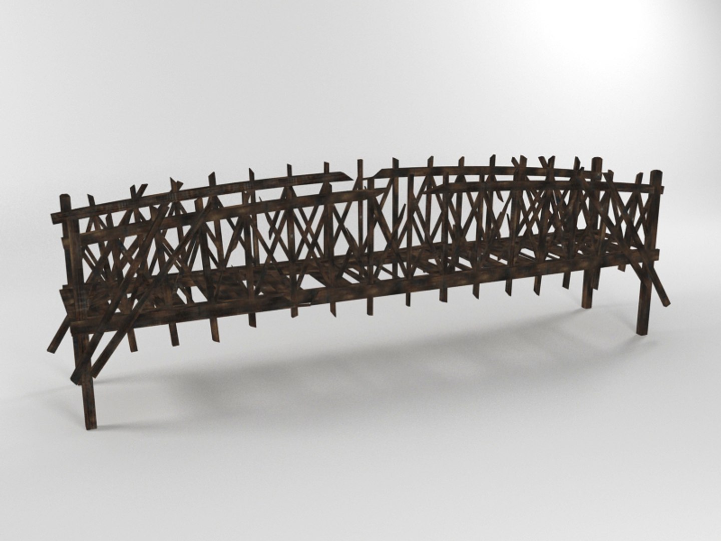 3d Old Wooden Bridge Broken Model