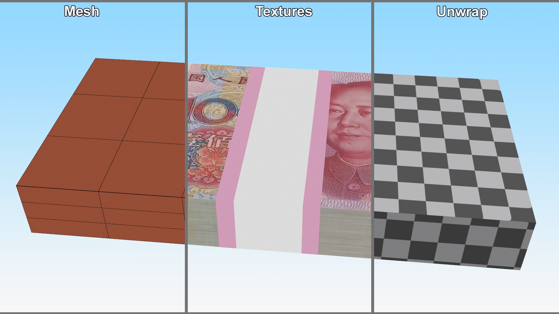 China Currency 100 Yuan Banknotes Pack 3D Model - TurboSquid 2256438