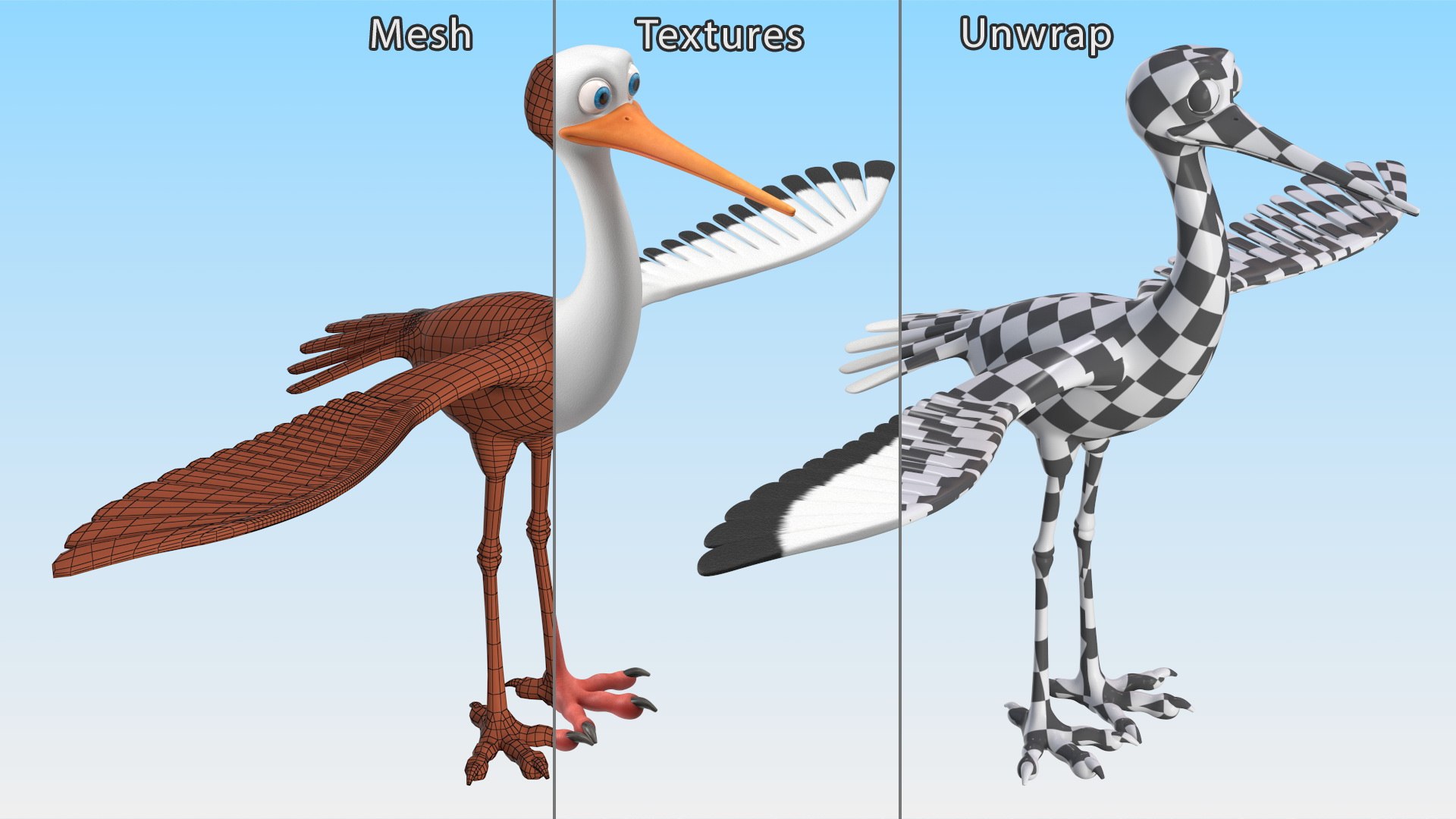 Stork Cartoon 3D Model - TurboSquid 2083585