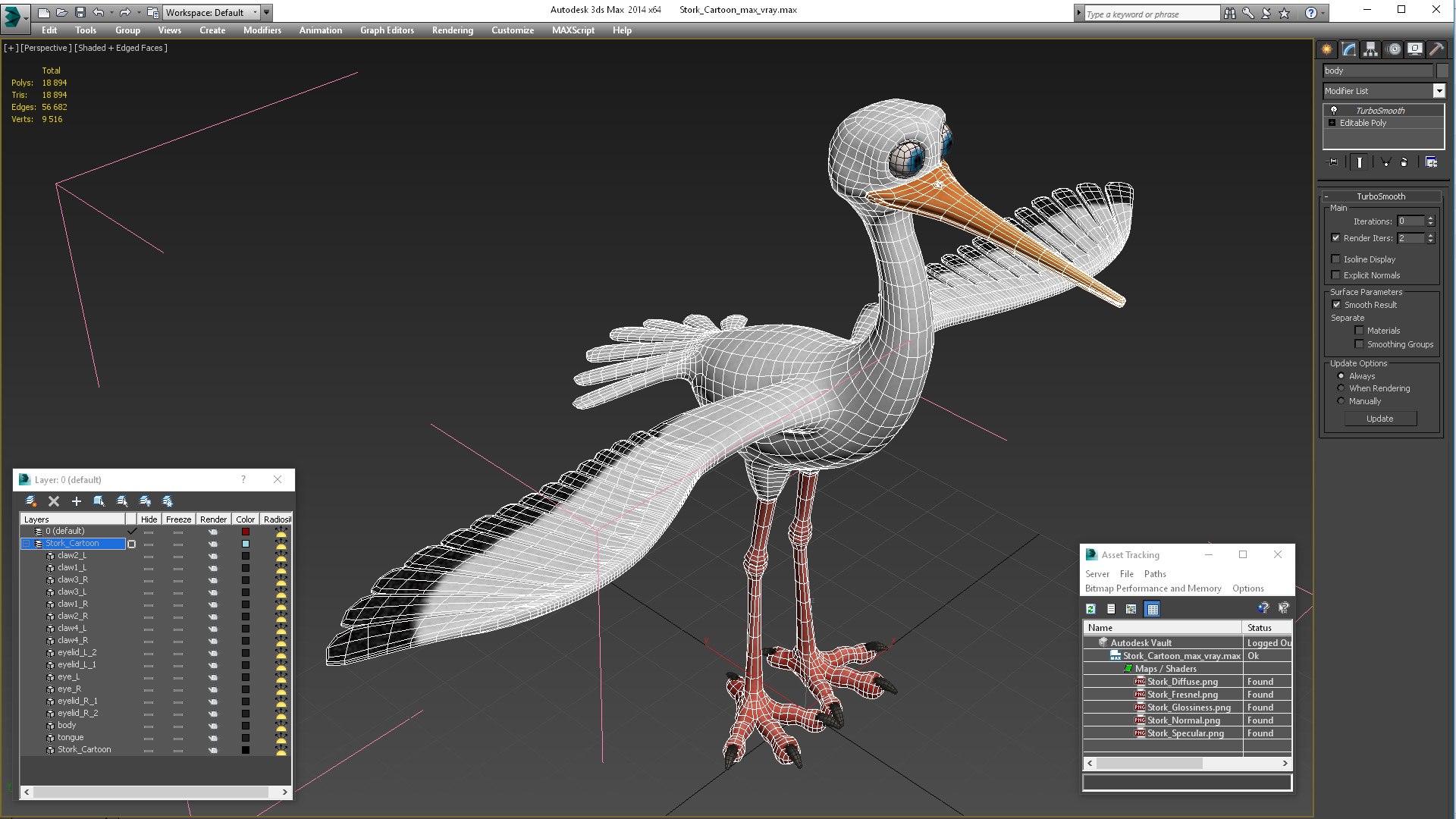 Stork Cartoon 3D Model - TurboSquid 2083585