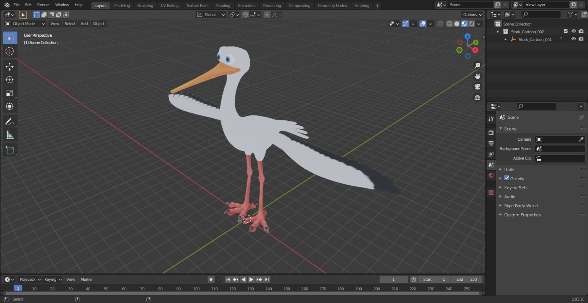 Stork Cartoon 3D Model - TurboSquid 2083585