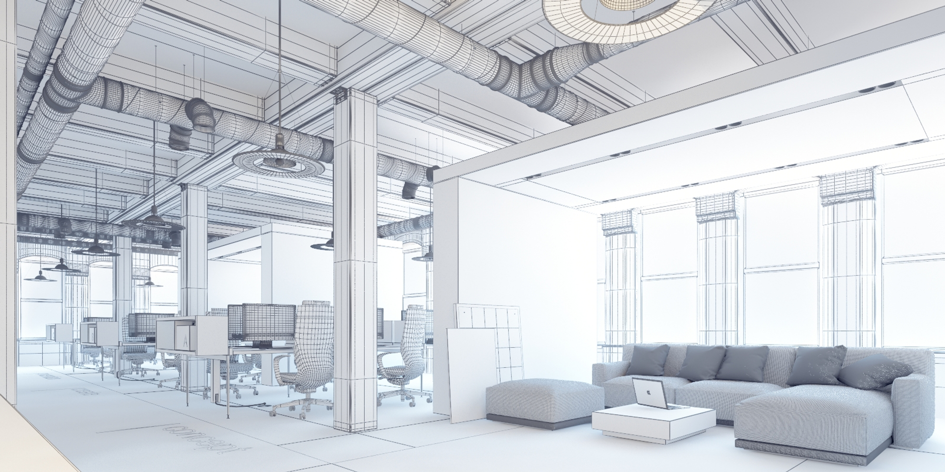 interior office scene 3d model