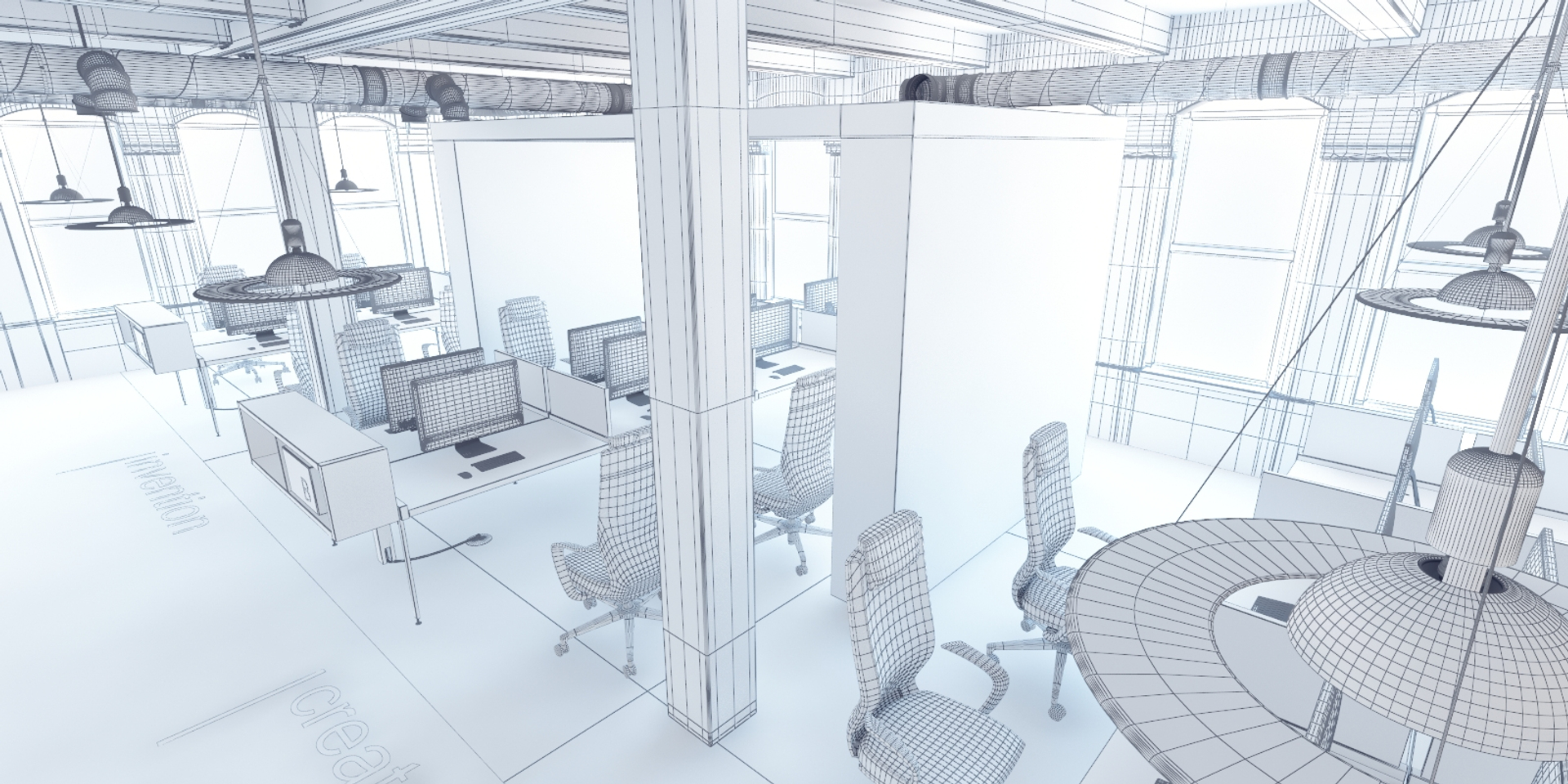 interior office scene 3d model