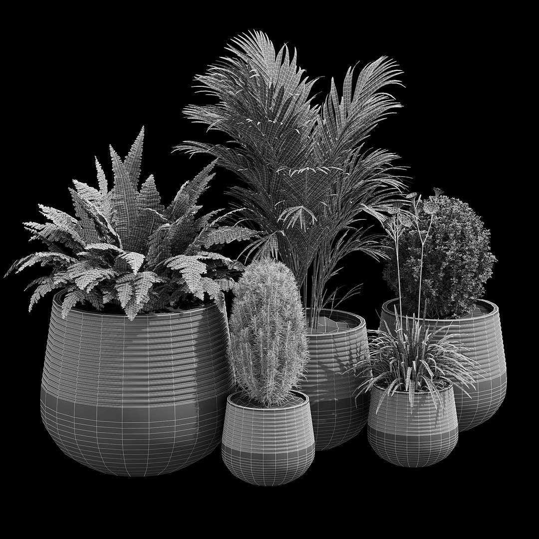 3D Fiber Clay Planter Set - TurboSquid 1550318
