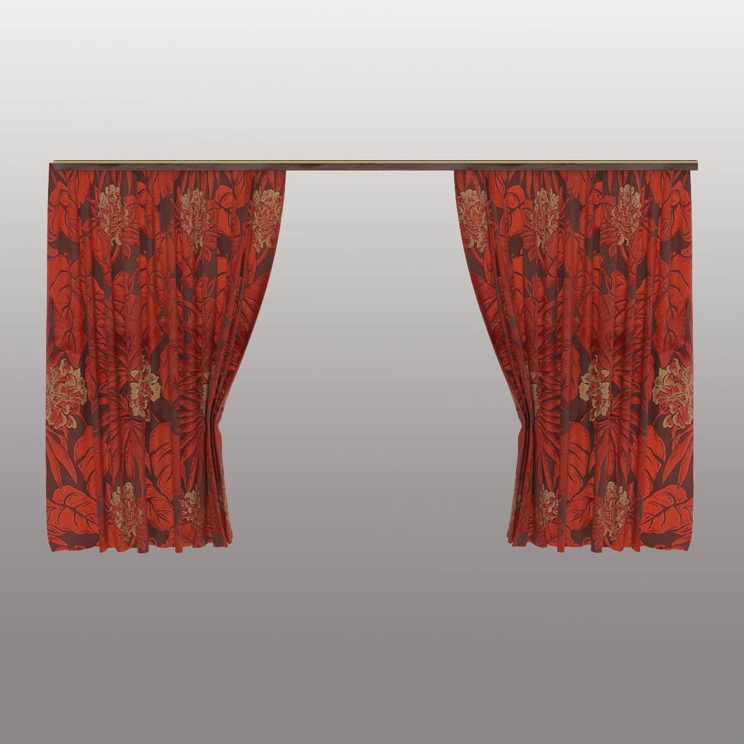 Curtains Floral Print Red Max