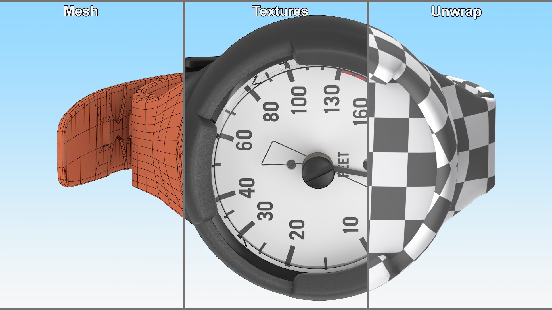 3D Diver Wrist Depth Gauge Model - TurboSquid 2384768