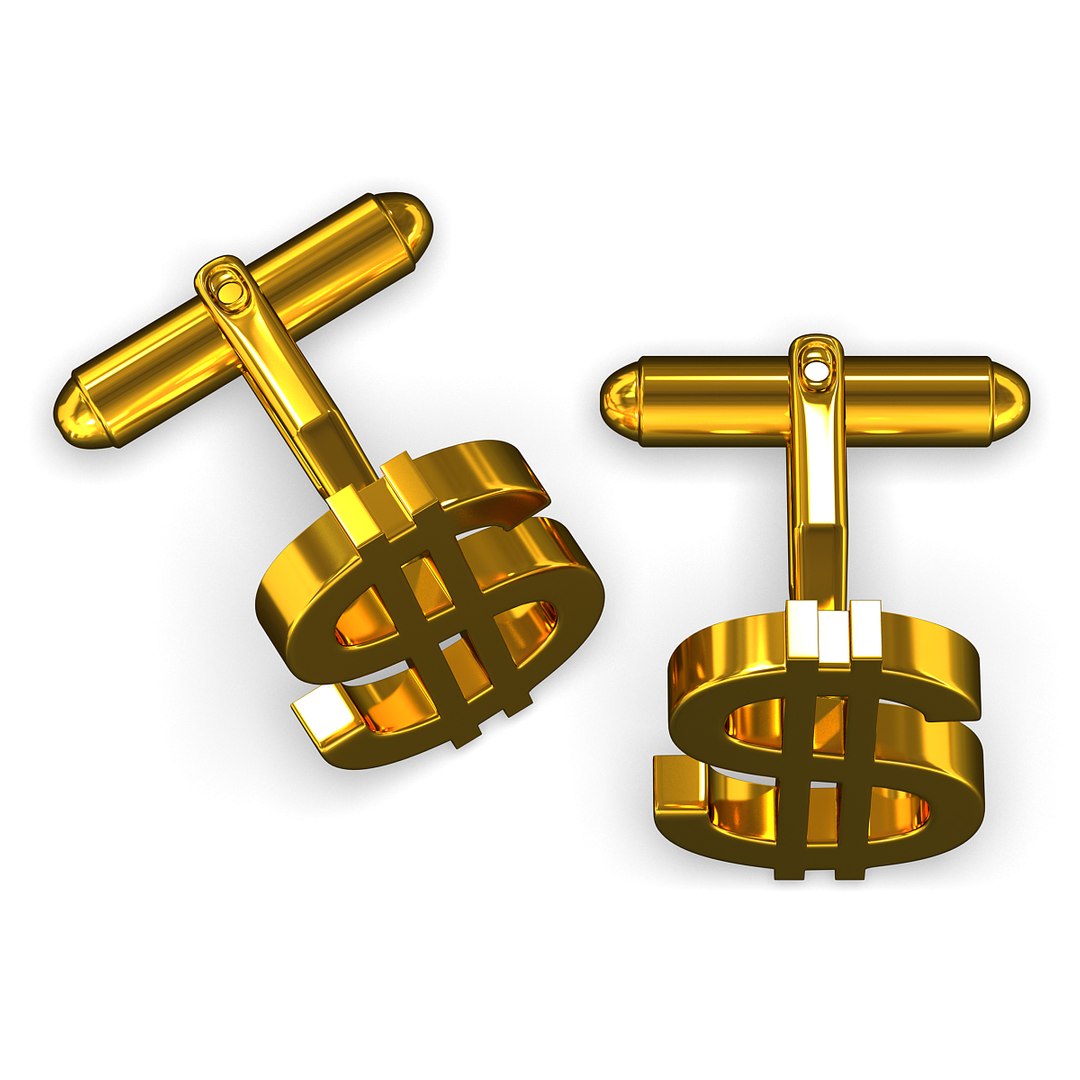 3d model dollar sign cufflinks