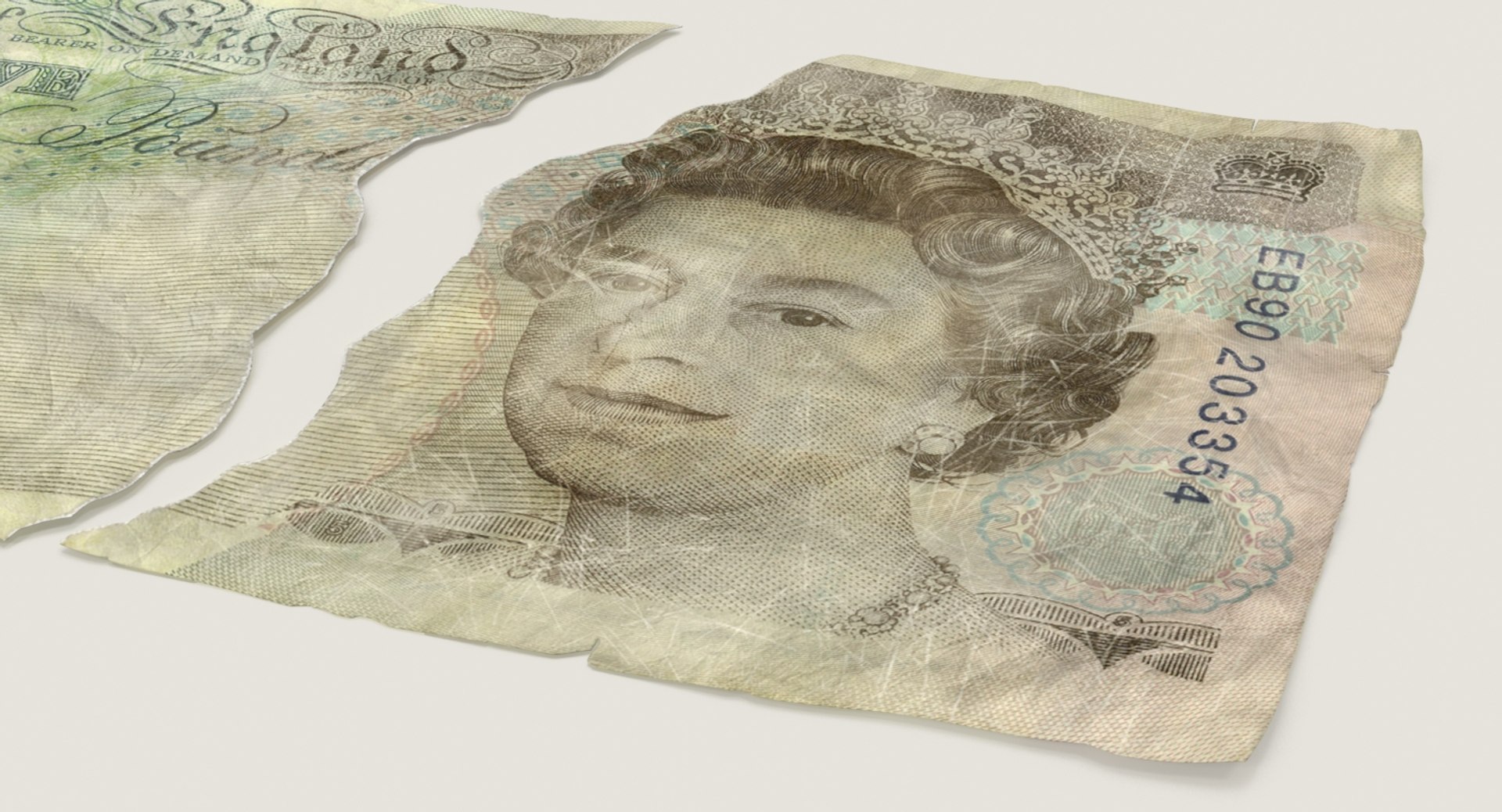 5 pound note torn 3d model
