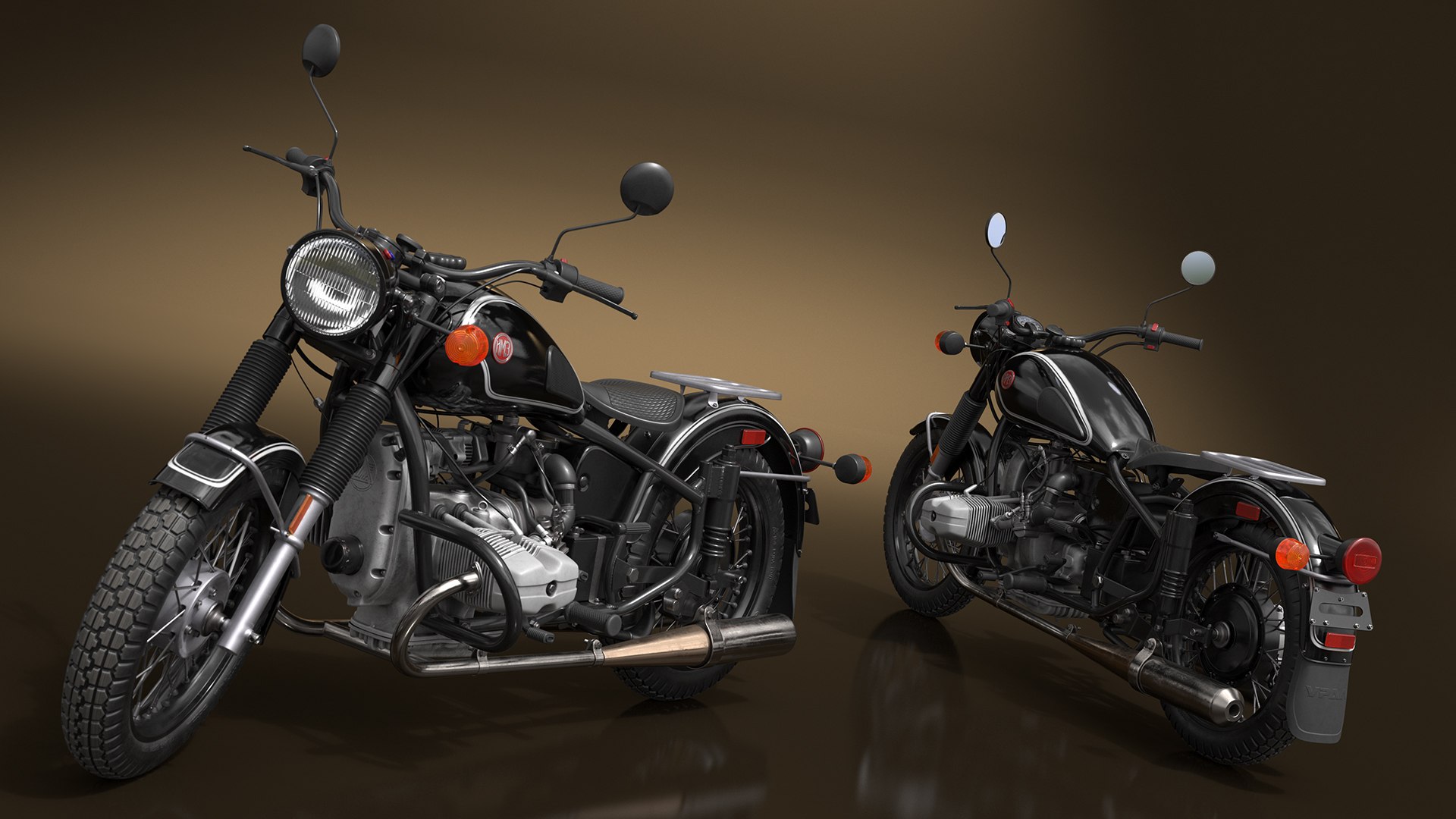 Motorcycle Ural M70 Black Rigged 3D Model - TurboSquid 2397548