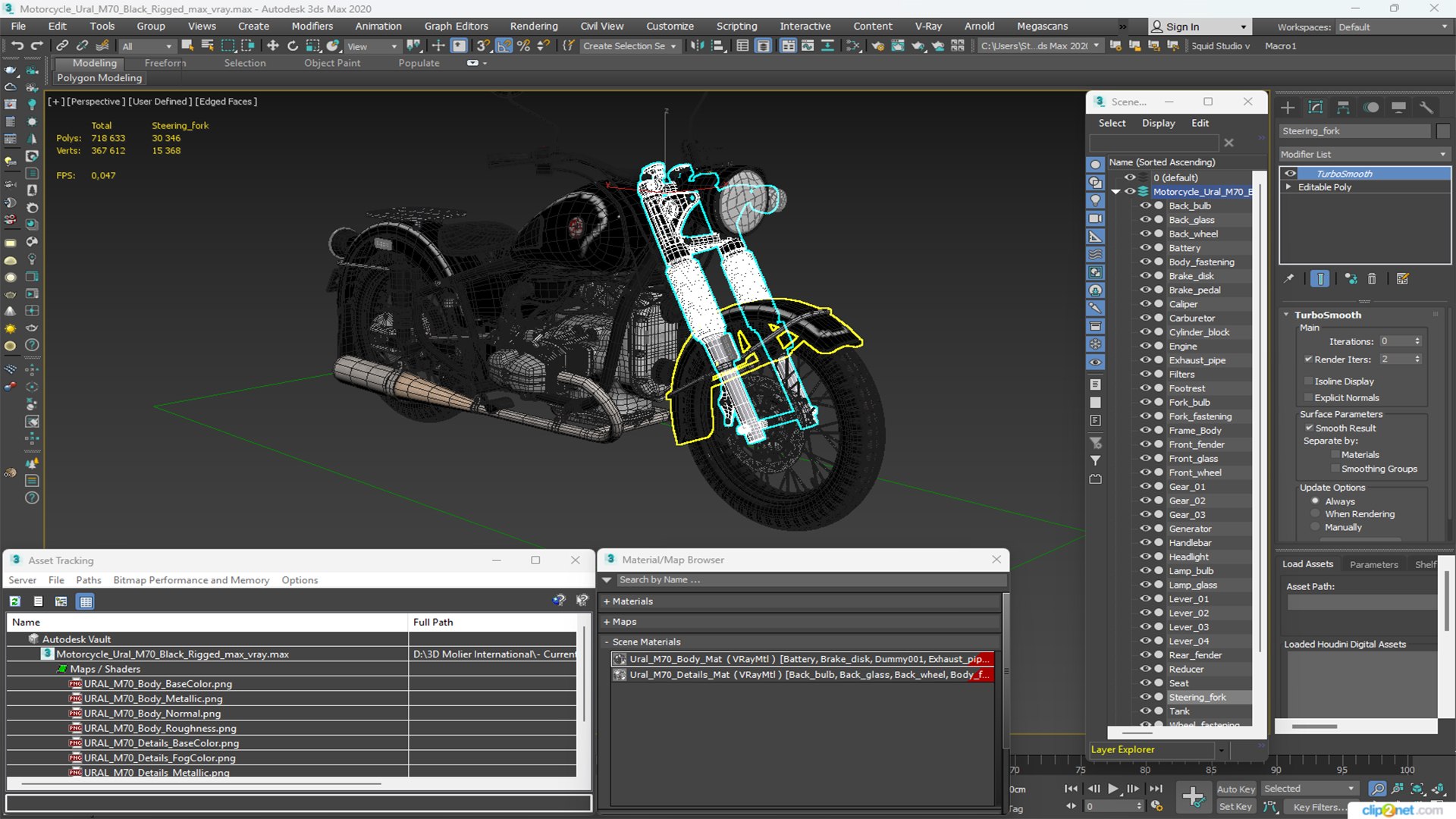 Motorcycle Ural M70 Black Rigged 3D Model - TurboSquid 2397548