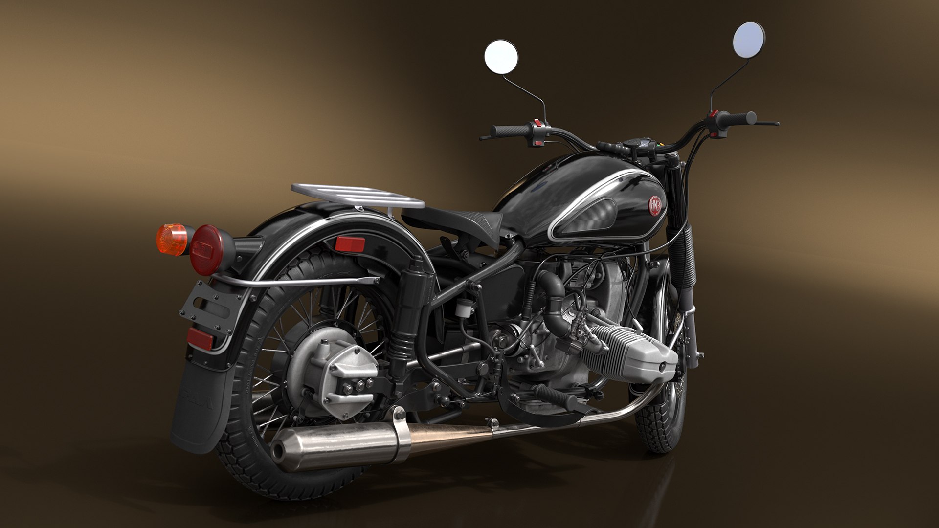 Motorcycle Ural M70 Black Rigged 3D Model - TurboSquid 2397548