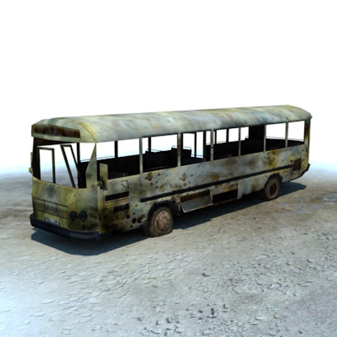 3d ready wrecked car bus model