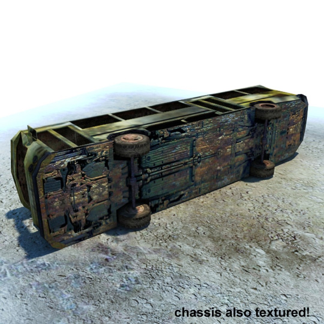 3d ready wrecked car bus model