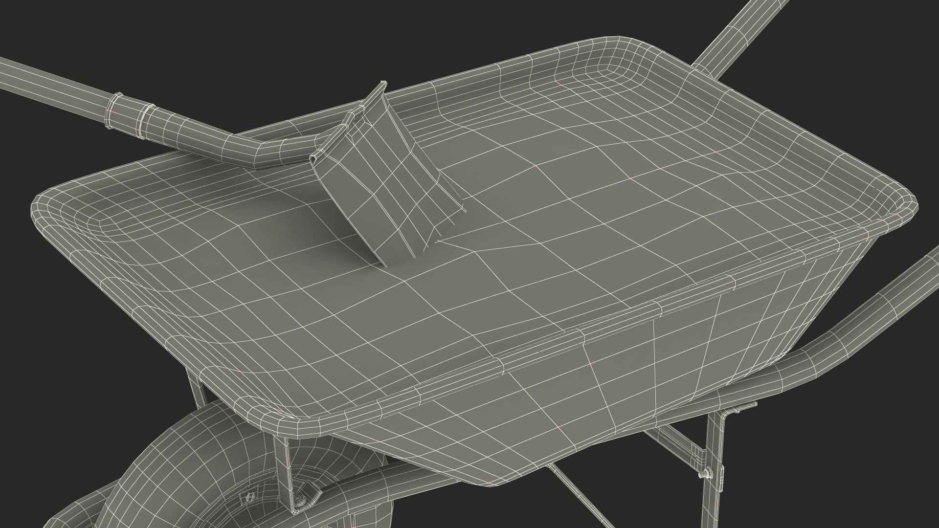 One Wheel Construction Cart Full of Concrete with Shovel model ...