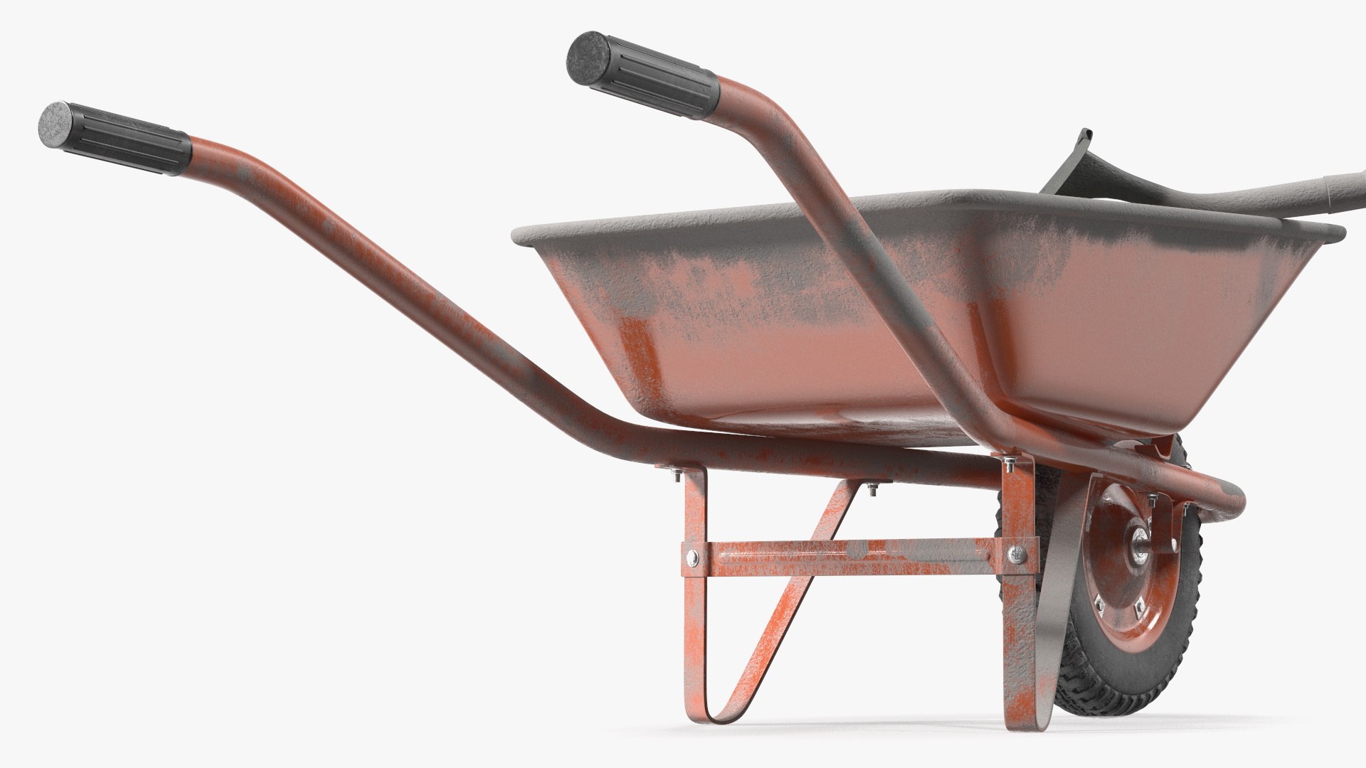 One Wheel Construction Cart Full of Concrete with Shovel model ...