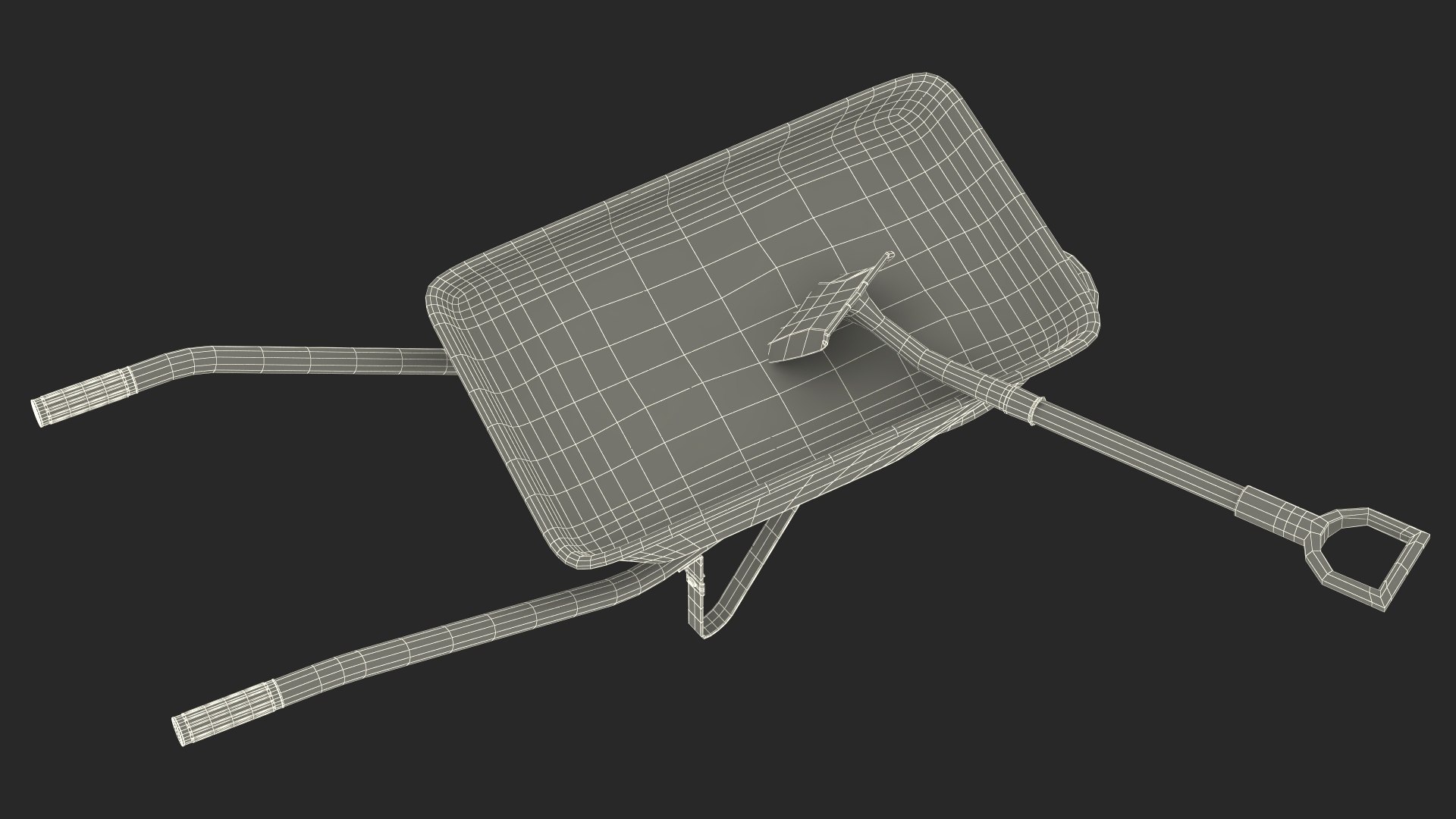 One Wheel Construction Cart Full of Concrete with Shovel model ...