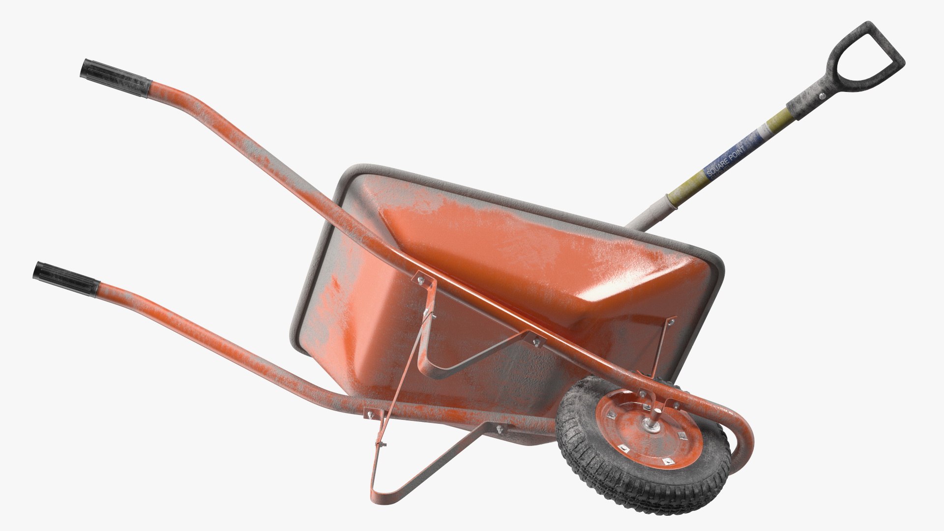 One Wheel Construction Cart Full of Concrete with Shovel model ...