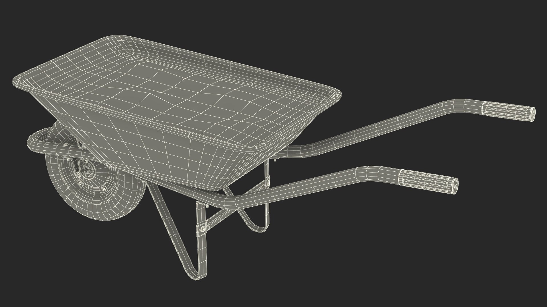 One Wheel Construction Cart Full of Concrete with Shovel model ...