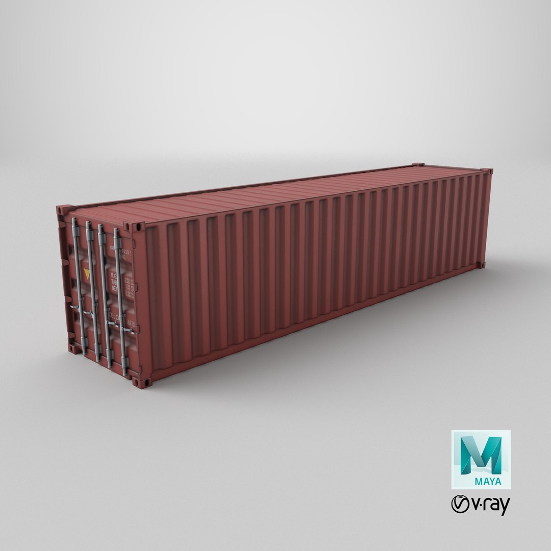 40ft Shipping Container - Red Model - TurboSquid 2152000