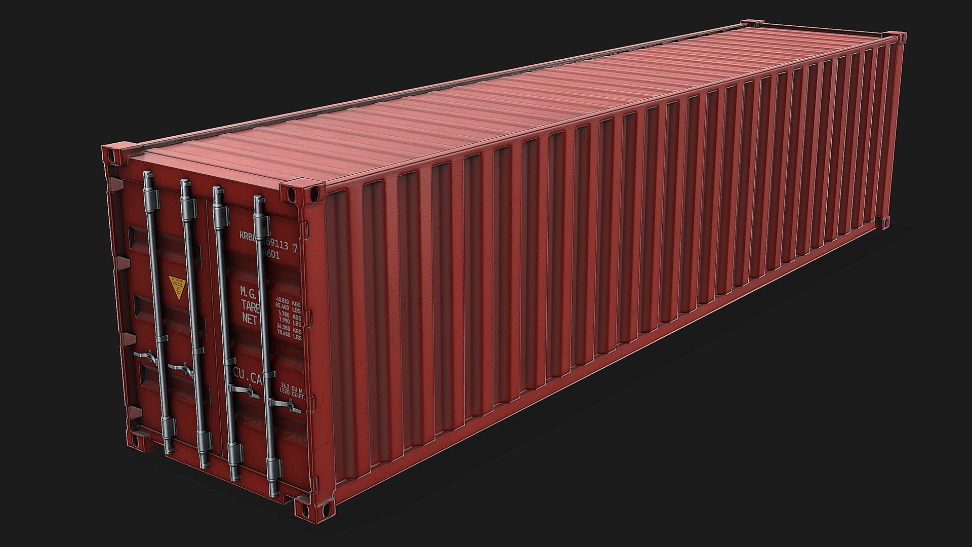 40ft Shipping Container - Red1 model - TurboSquid 2152000