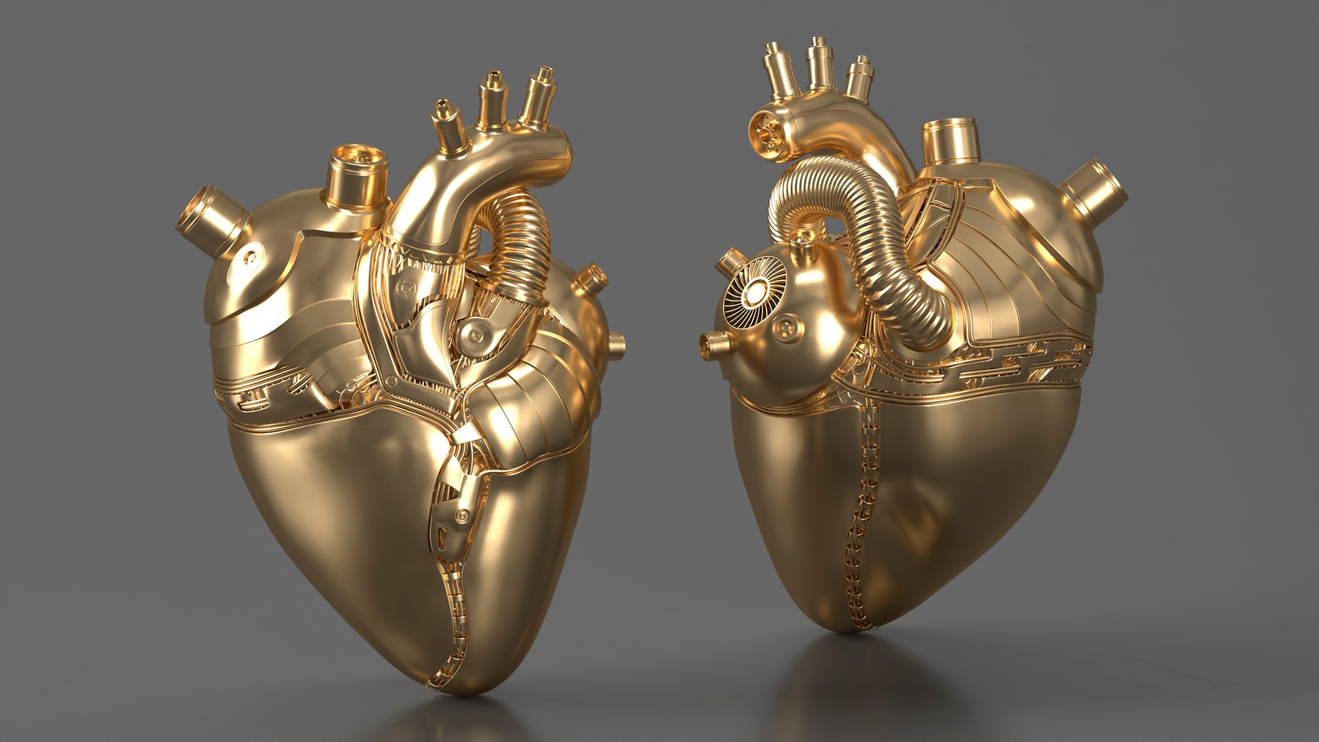 3D Golden Mechanical Heart - TurboSquid 2197463