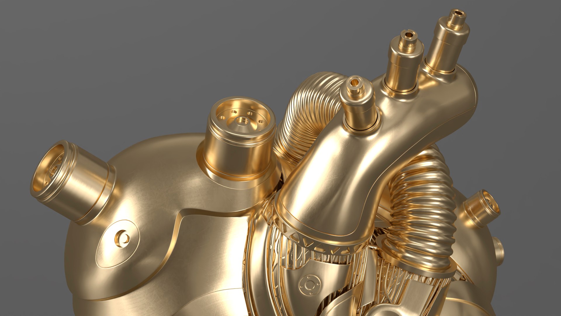 3D Golden Mechanical Heart - TurboSquid 2197463
