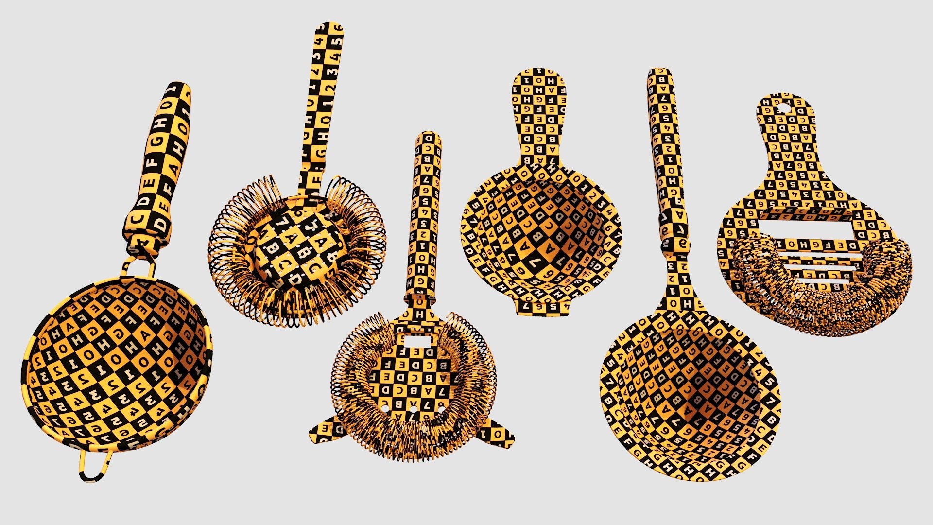 Bartender Tools Set 200 Strainers Stirrers IcePicks 3D Model ...