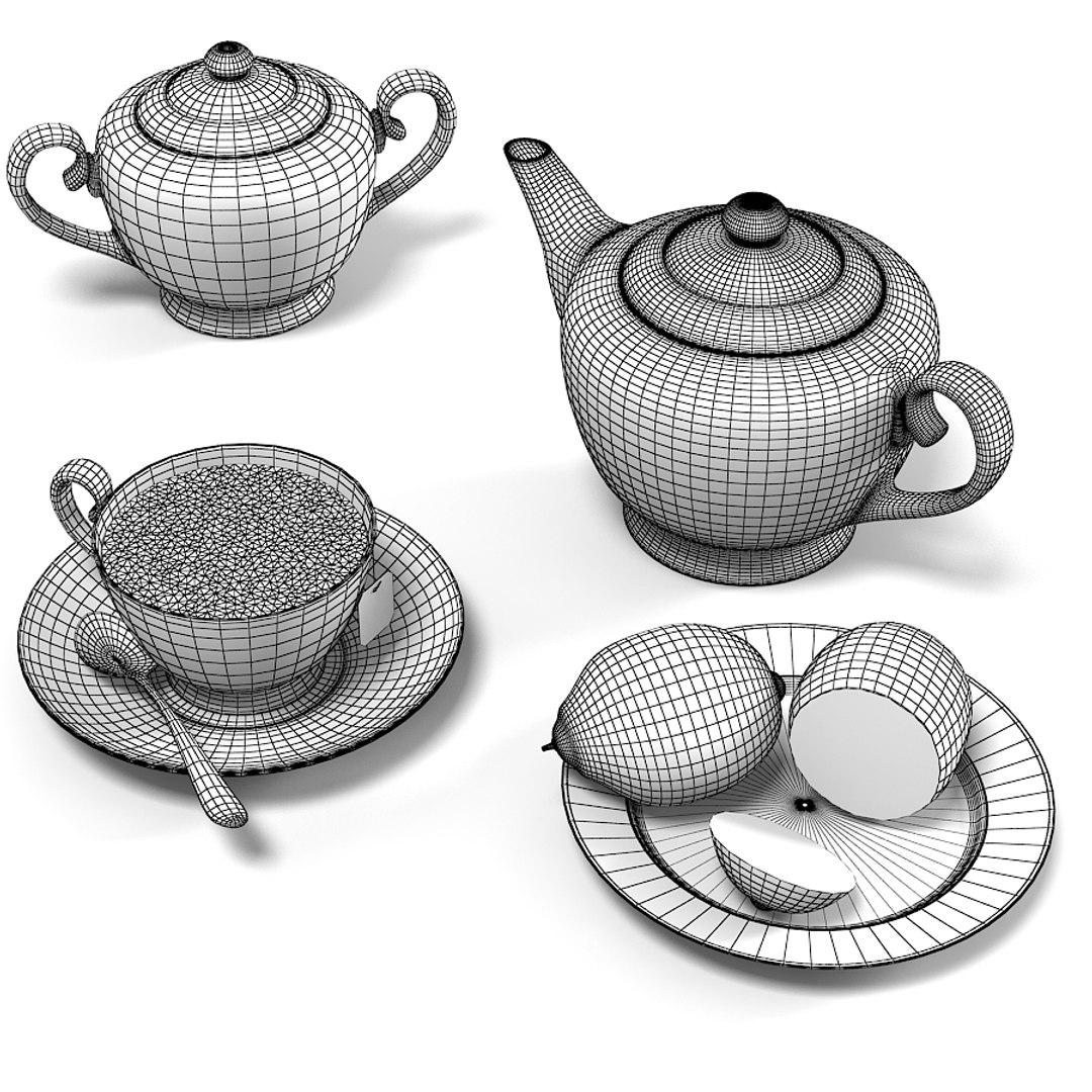 tea composition teapot 3d model